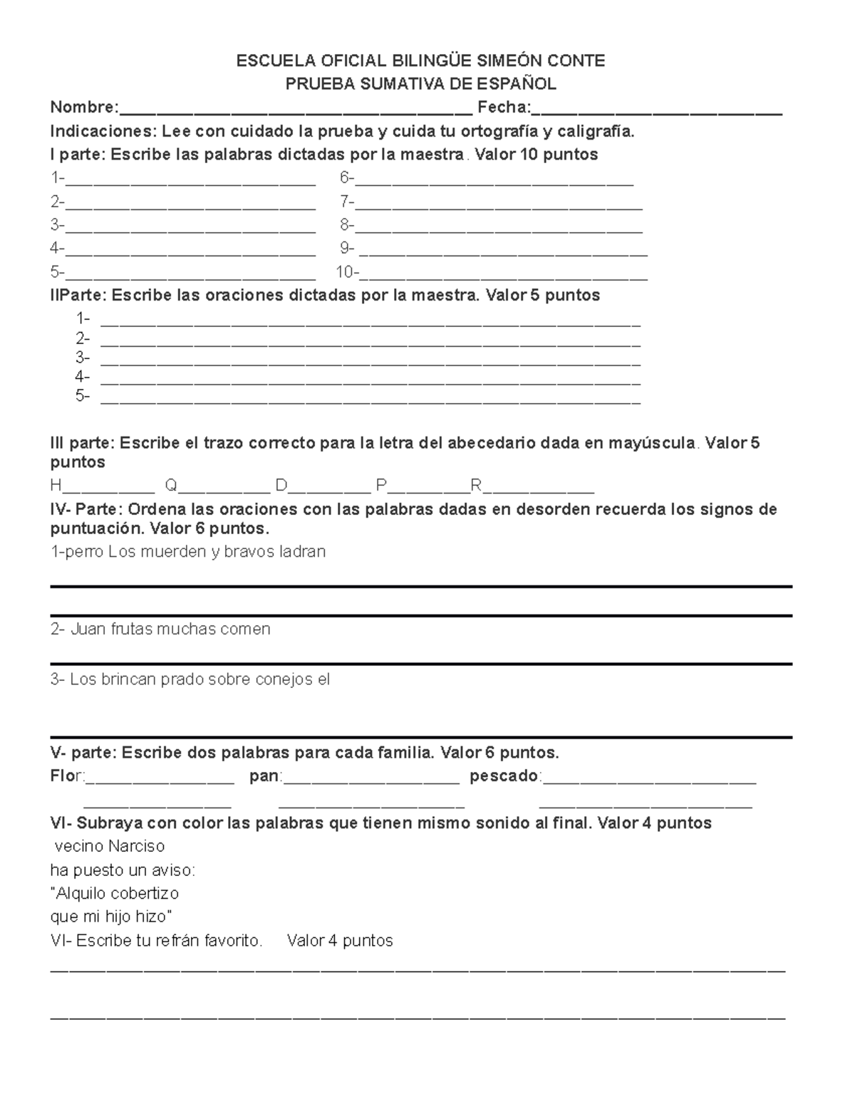 Ejercicio de español - Importante - ESCUELA OFICIAL BILINGÜE SIMEÓN ...