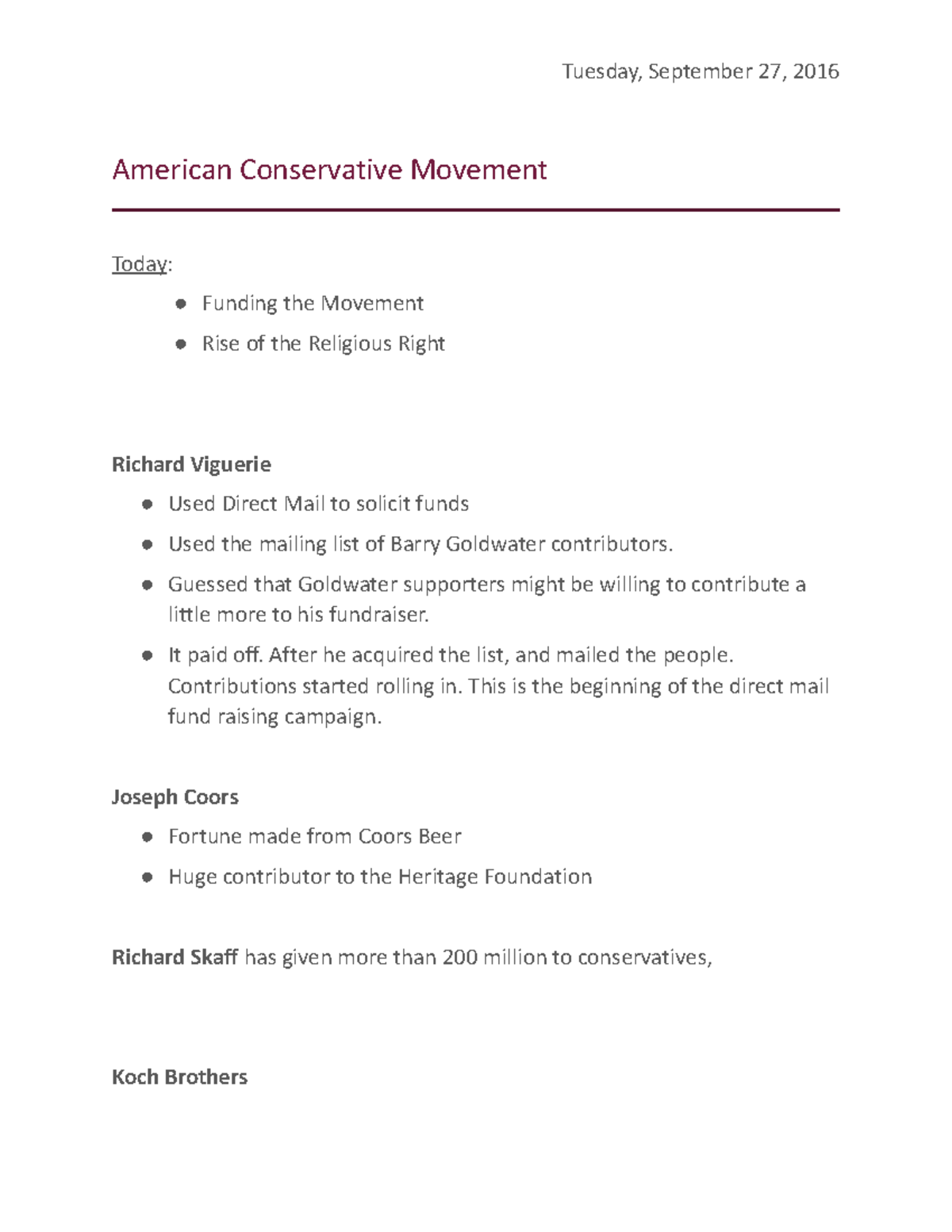 9.27 - American Conservative Movement - Tuesday, September 27, 2016 ...