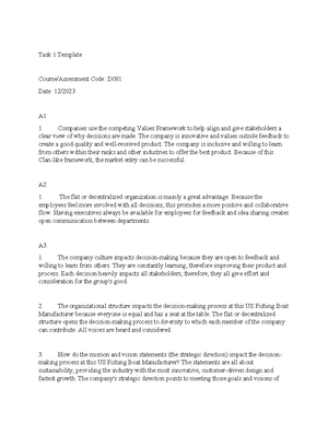 D353 ST&D Task 1 - Strategic Training and Development - D Task 1 A1 ...