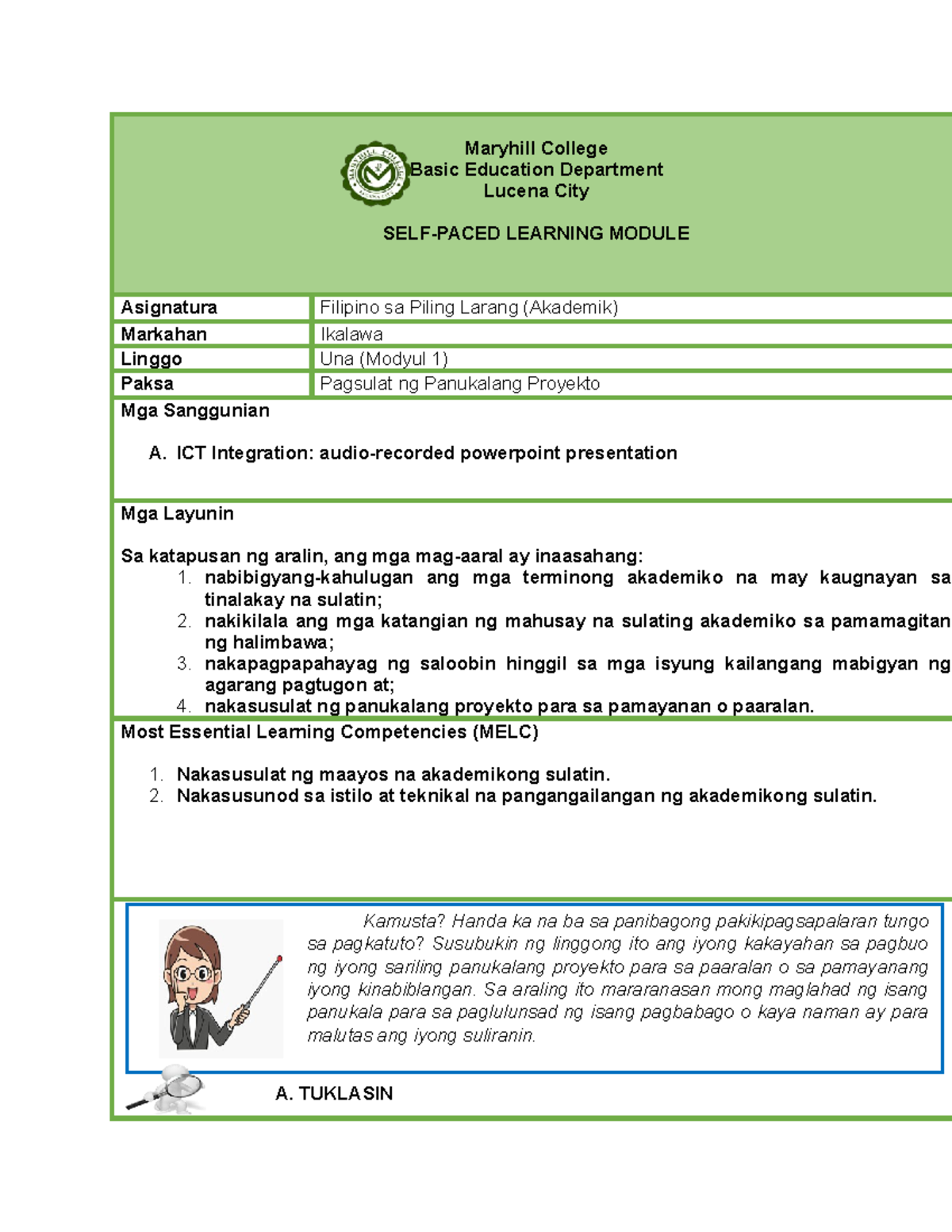 Self Paced Learning Module - BS Psychology - Studocu