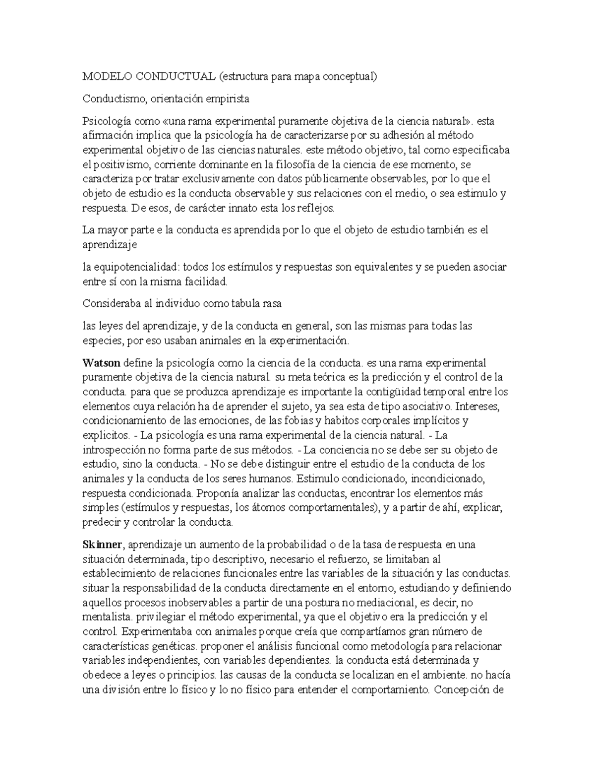 Modelo Conductual - MODELO CONDUCTUAL (estructura para mapa conceptual ...