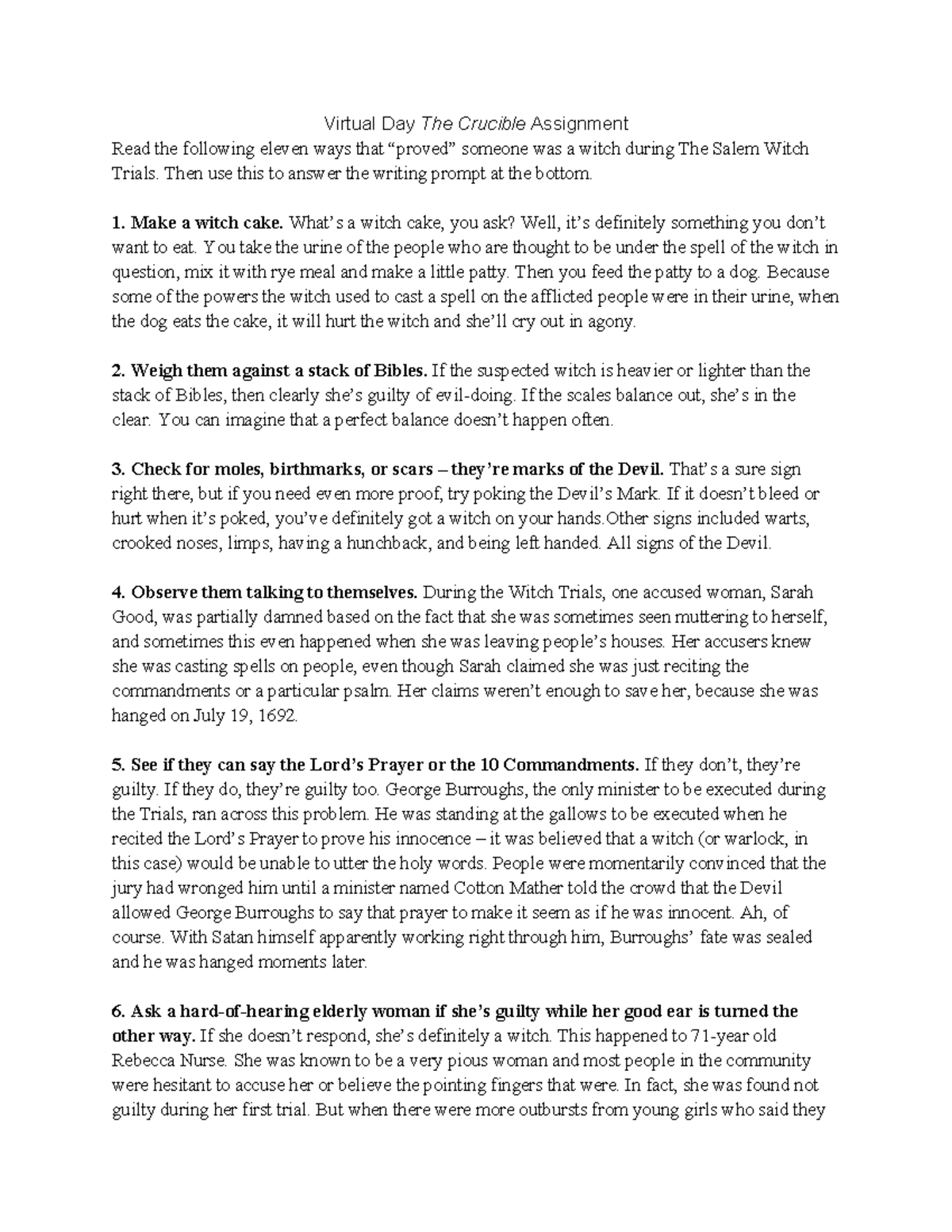 Copy of Virtual Day The Crucible Assignment - Virtual Day The Crucible ...