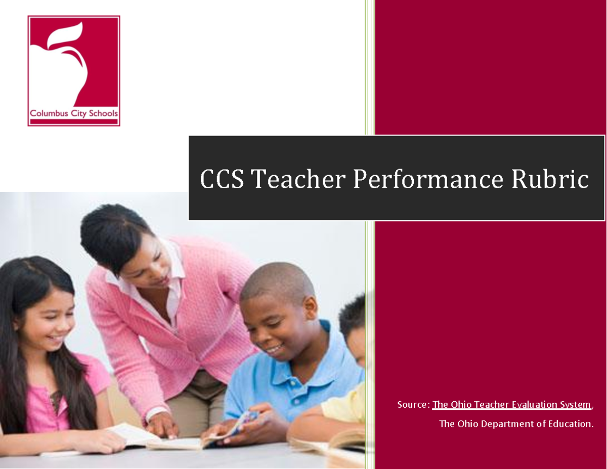 OTES Rubric 3 - Source: The Ohio Teacher Evaluation System, The Ohio ...