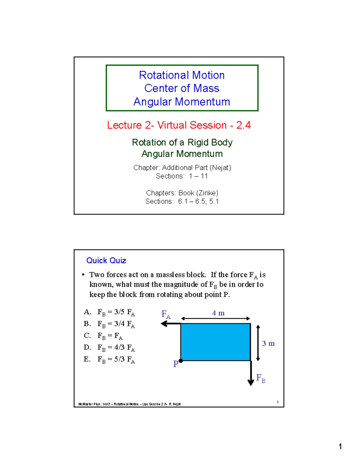 2.4 - RM - Nejat - Rotational Motion Center of Mass Angular Momentum Rotation of a Rigid Body ...
