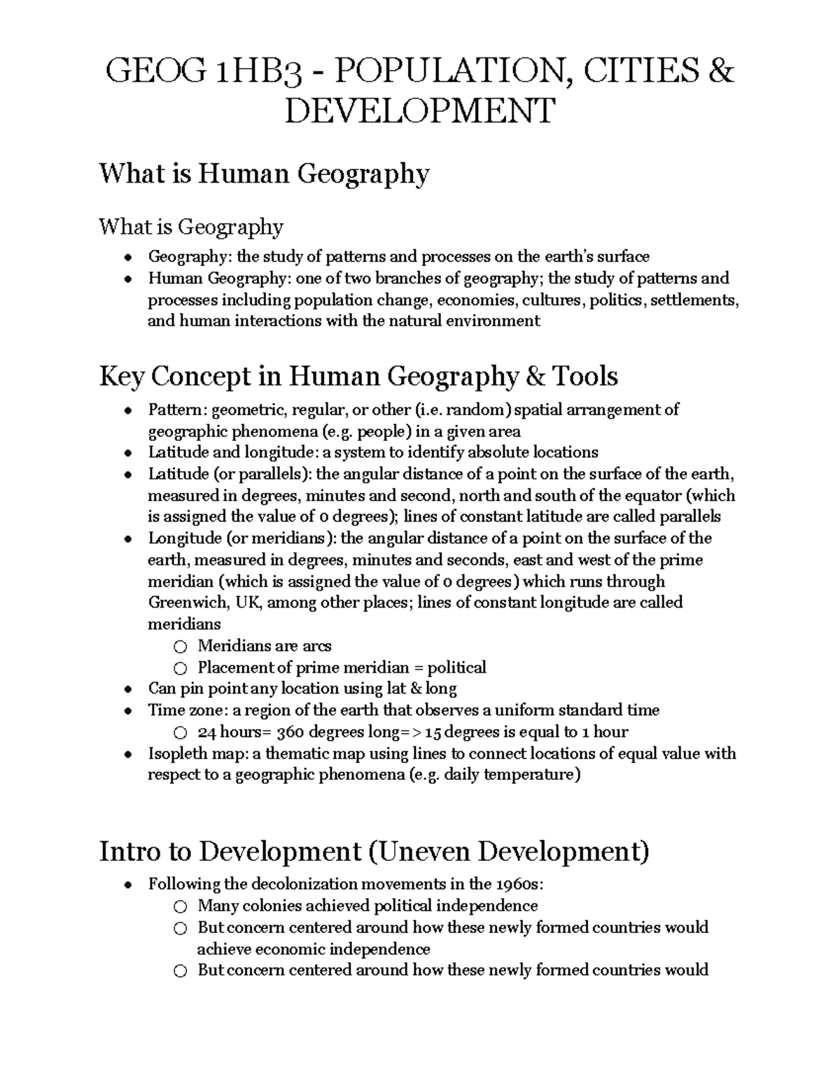 GEOG 1HB3 - Population, Cities & Development - GEOG 1HB3 - POPULATION ...