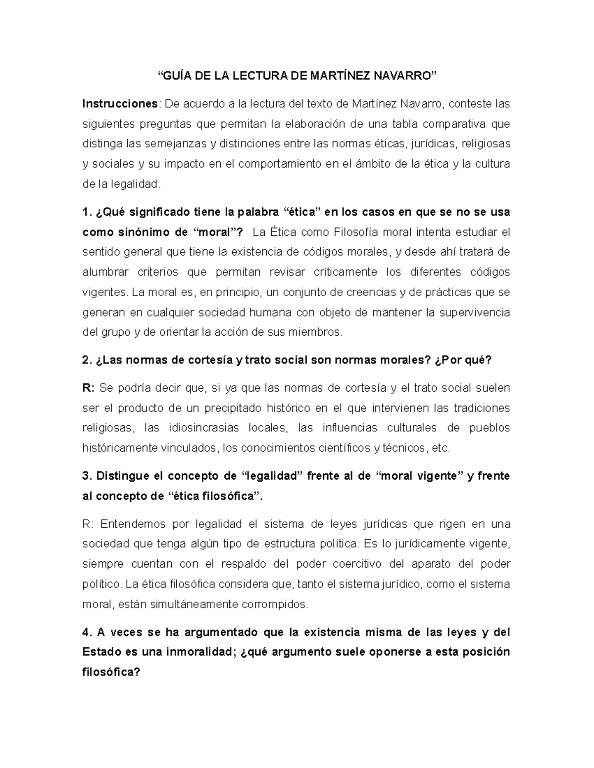 GUÍA DE LA Lectura DE Martínez Navarro - “GUÍA DE LA LECTURA DE ...