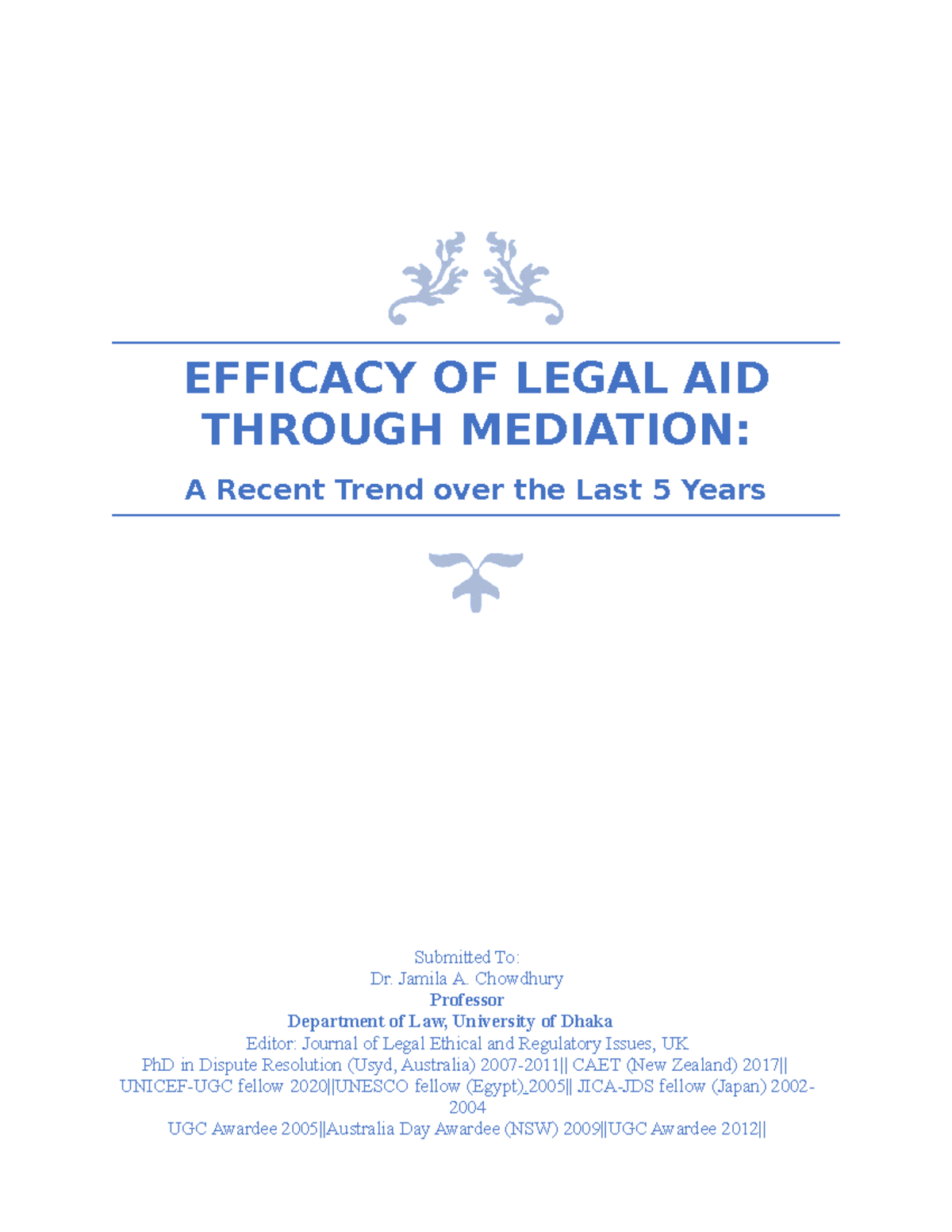 ADR - ADR - EFFICACY OF LEGAL AID THROUGH MEDIATION: A Recent Trend ...