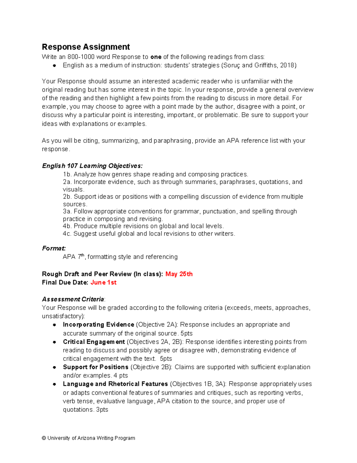 1. Response Assignment Guidelines 2024 - Response Assignment Write an 800-1000 word Response to ...