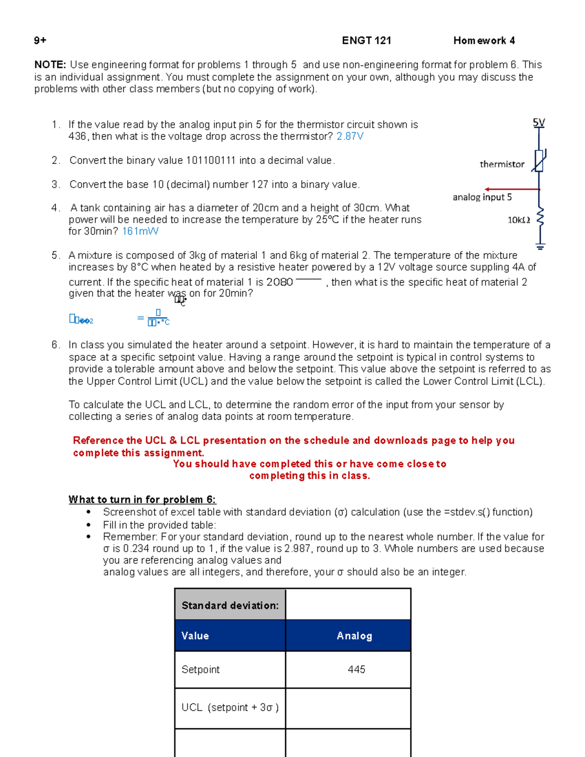 Homework 4 222- unfinished - 9+ ENGT 121 Homework 4 NOTE: Use engineering format for problems 1 ...