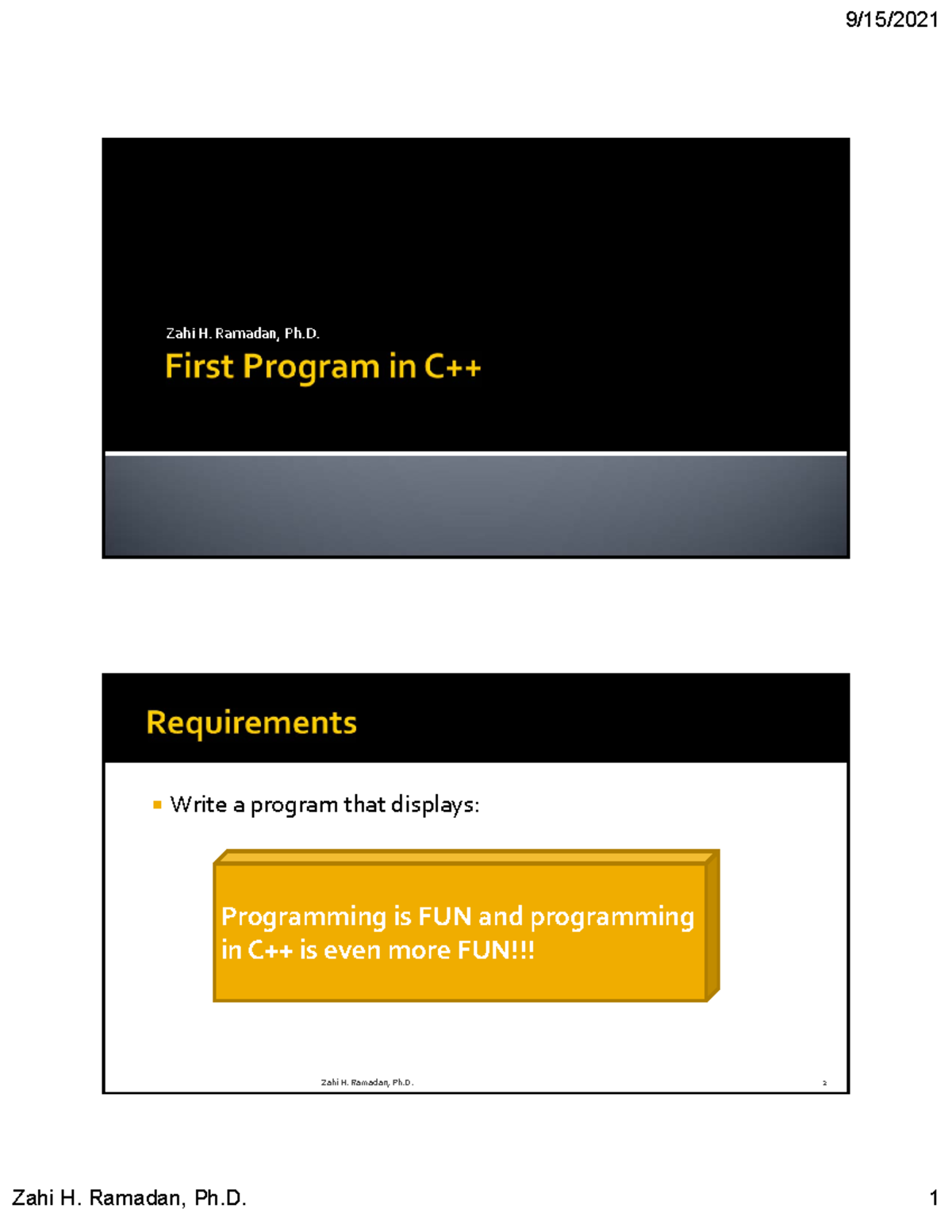 01 First Program in C++ - Lecture notes 3 by Dr Demorgan of the ...
