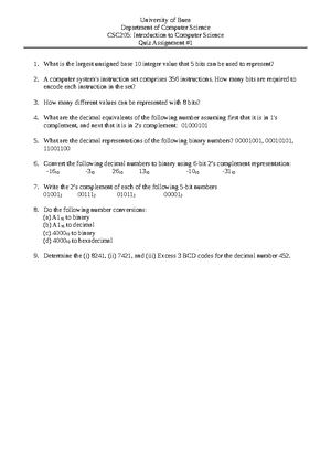 Csc 205 tutorial 1 2020-2021 - University of Buea, Faculty of Science ...