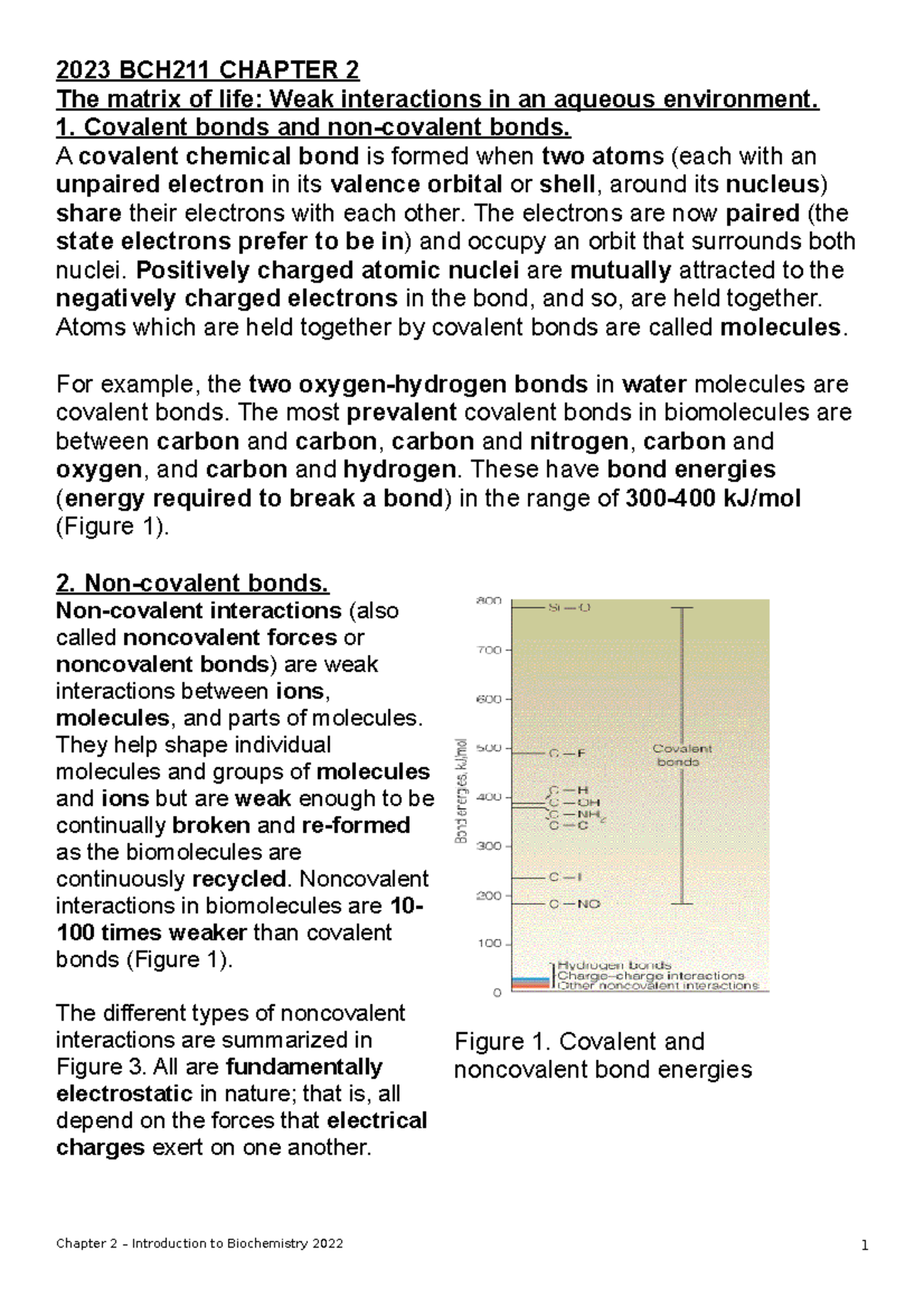 2023 BCH211 Chapter 2 Matrix of Life - 2023 BCH211 CHAPTER 2 The matrix of life: Weak ...