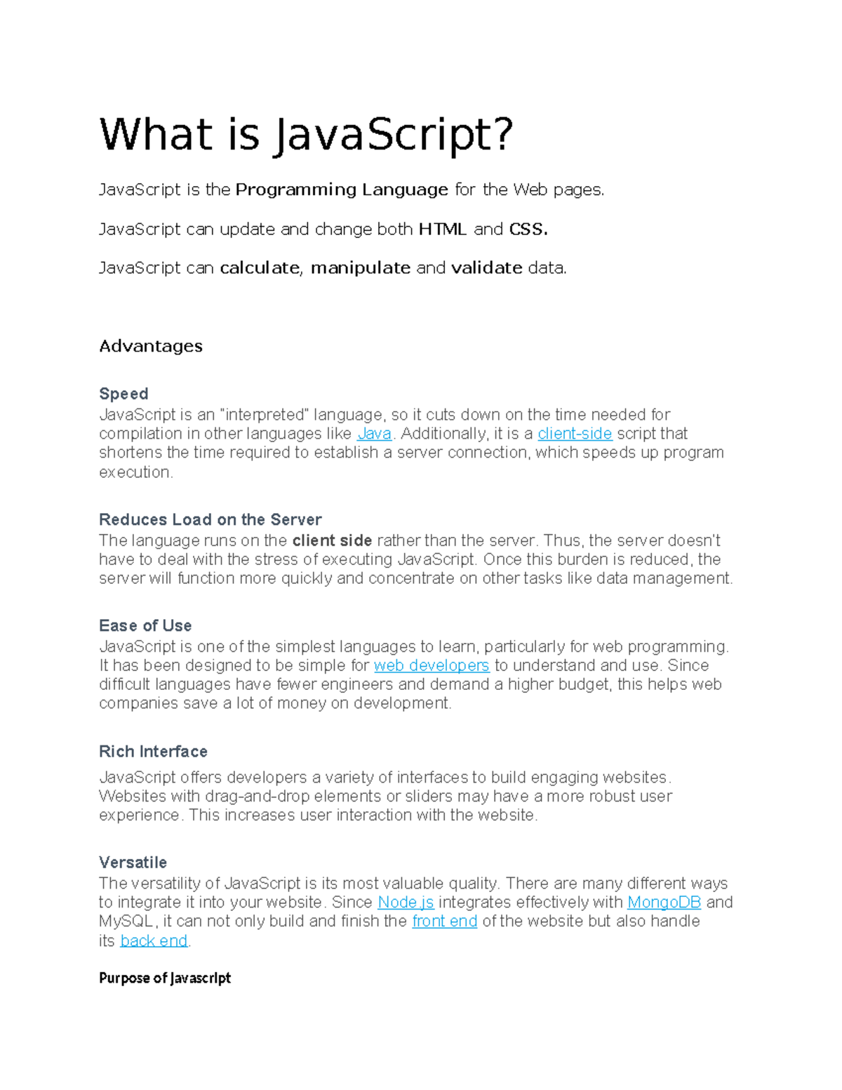 Javascript - I need for learning purposes - What is JavaScript ...