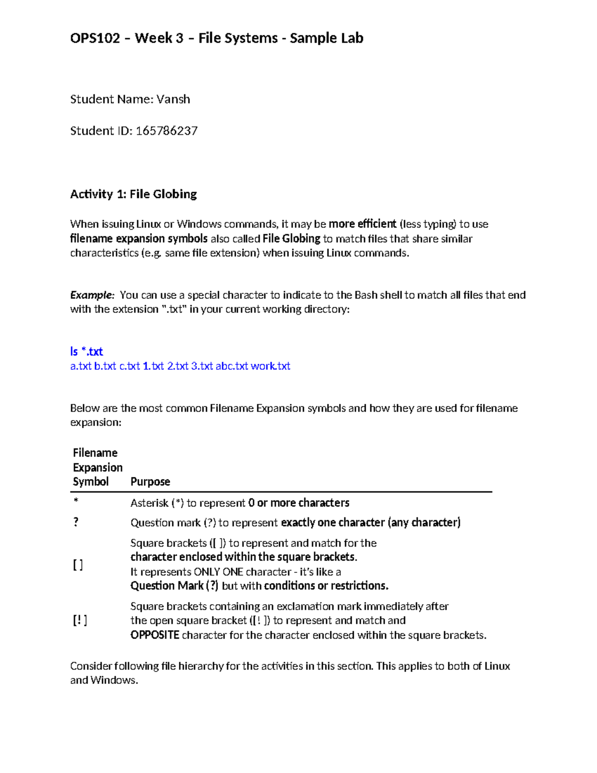 OPS102 - Week 3 - Lab - OPS102 – Week 3 – File Systems - Sample Lab ...