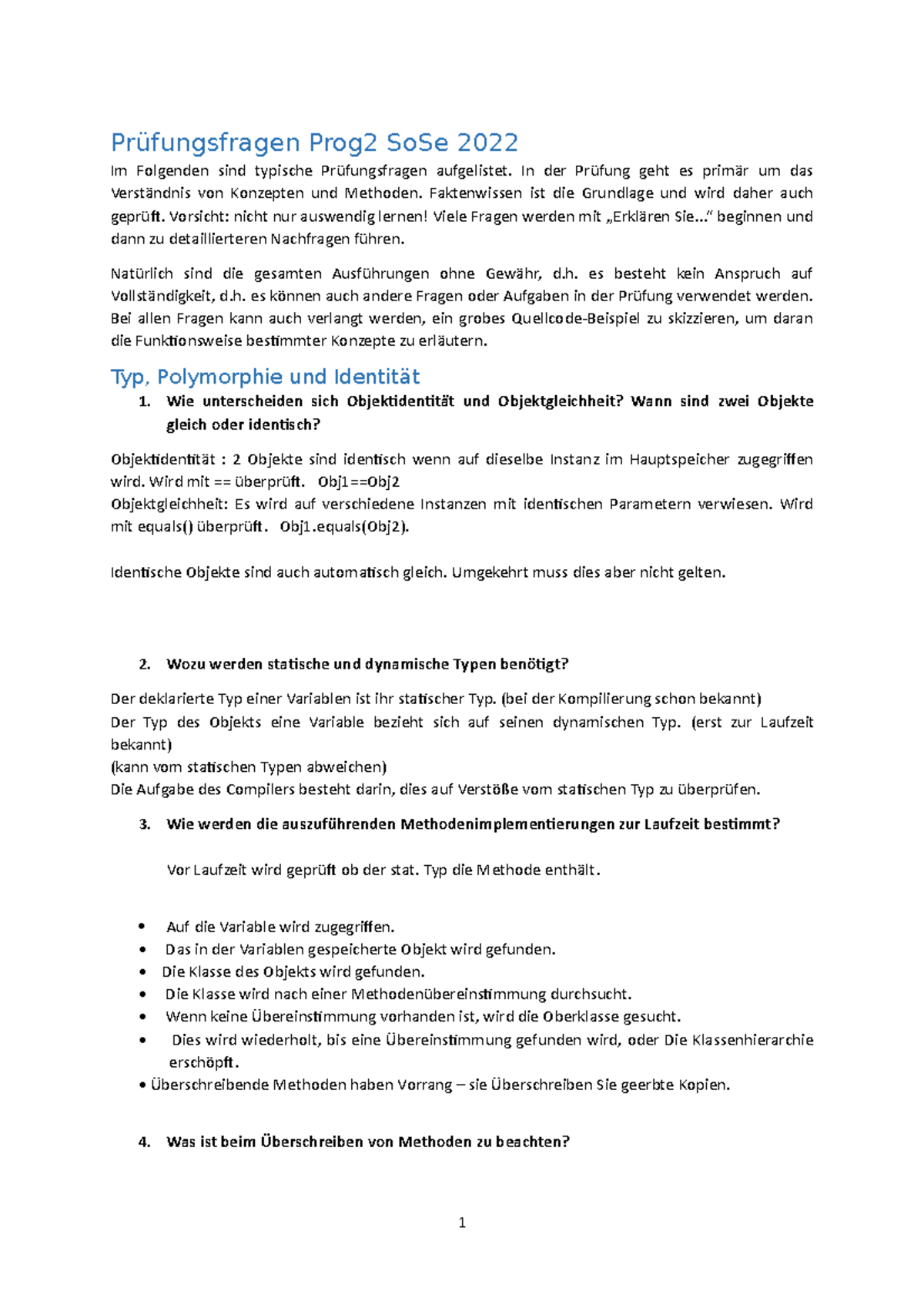 Prüfungsfragen Prog2 So Se 2022 und (fast) alle Antworten - Prüfungsfragen Prog2 SoSe 2022 Im ...