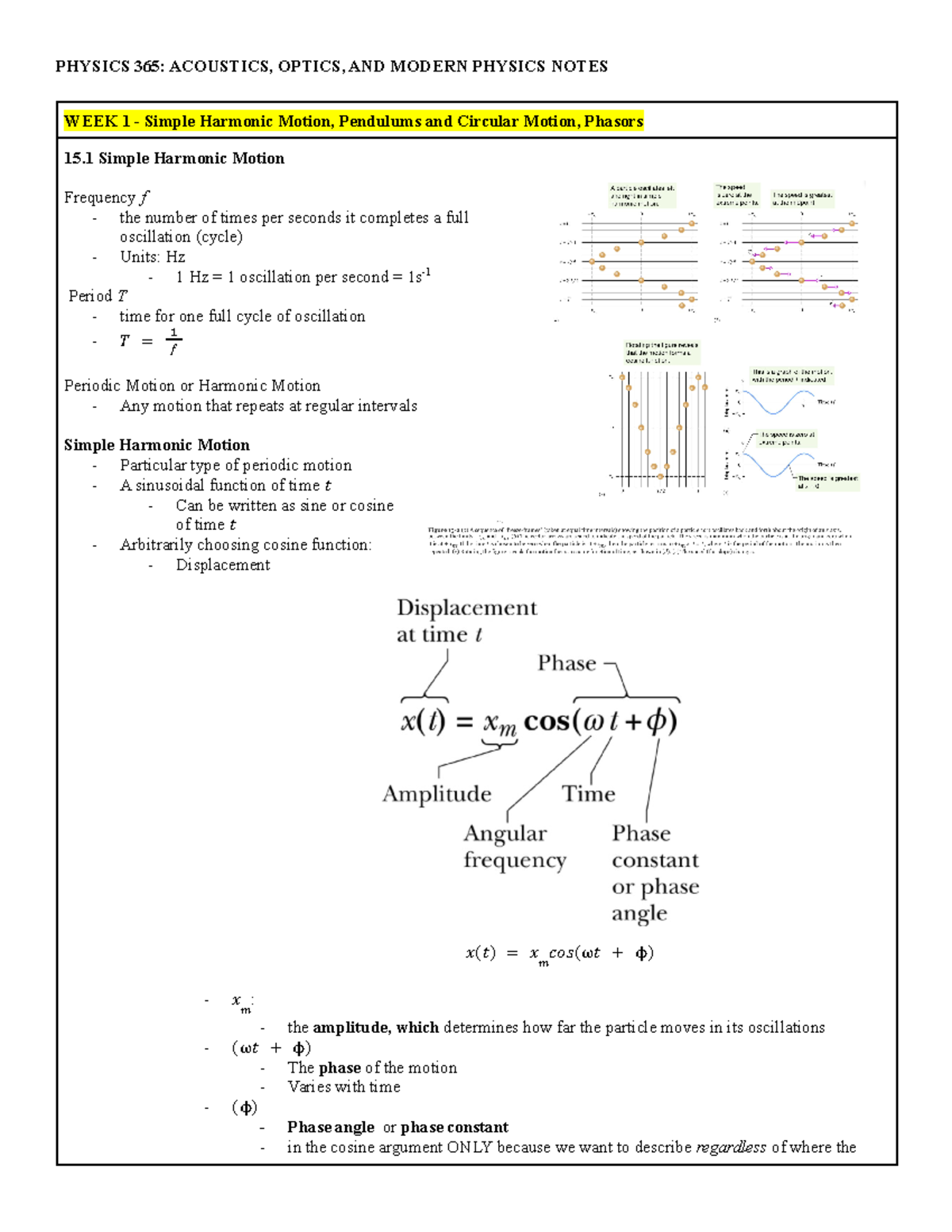 Physics Notes - PHYSICS 365: ACOUSTICS, OPTICS, AND MODERN PHYSICS ...
