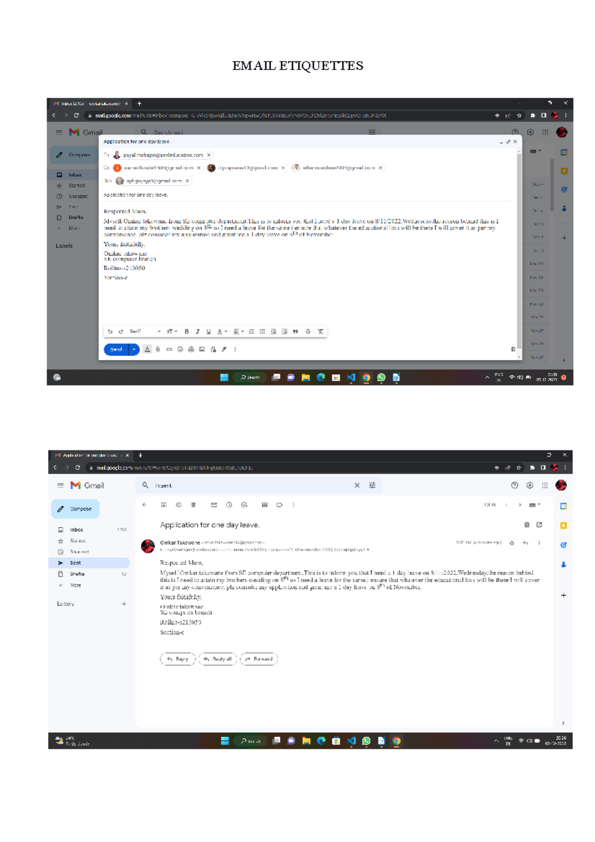 Email etiquettes omkar - Bsc (computer science) - EMAIL ETIQUETTES ...