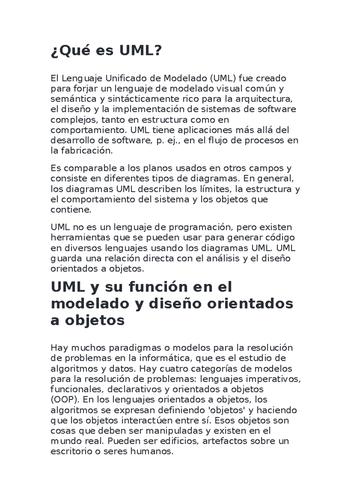 Qué es UML - Resumen Informática I - ¿Qué es UML? El Lenguaje Unificado ...