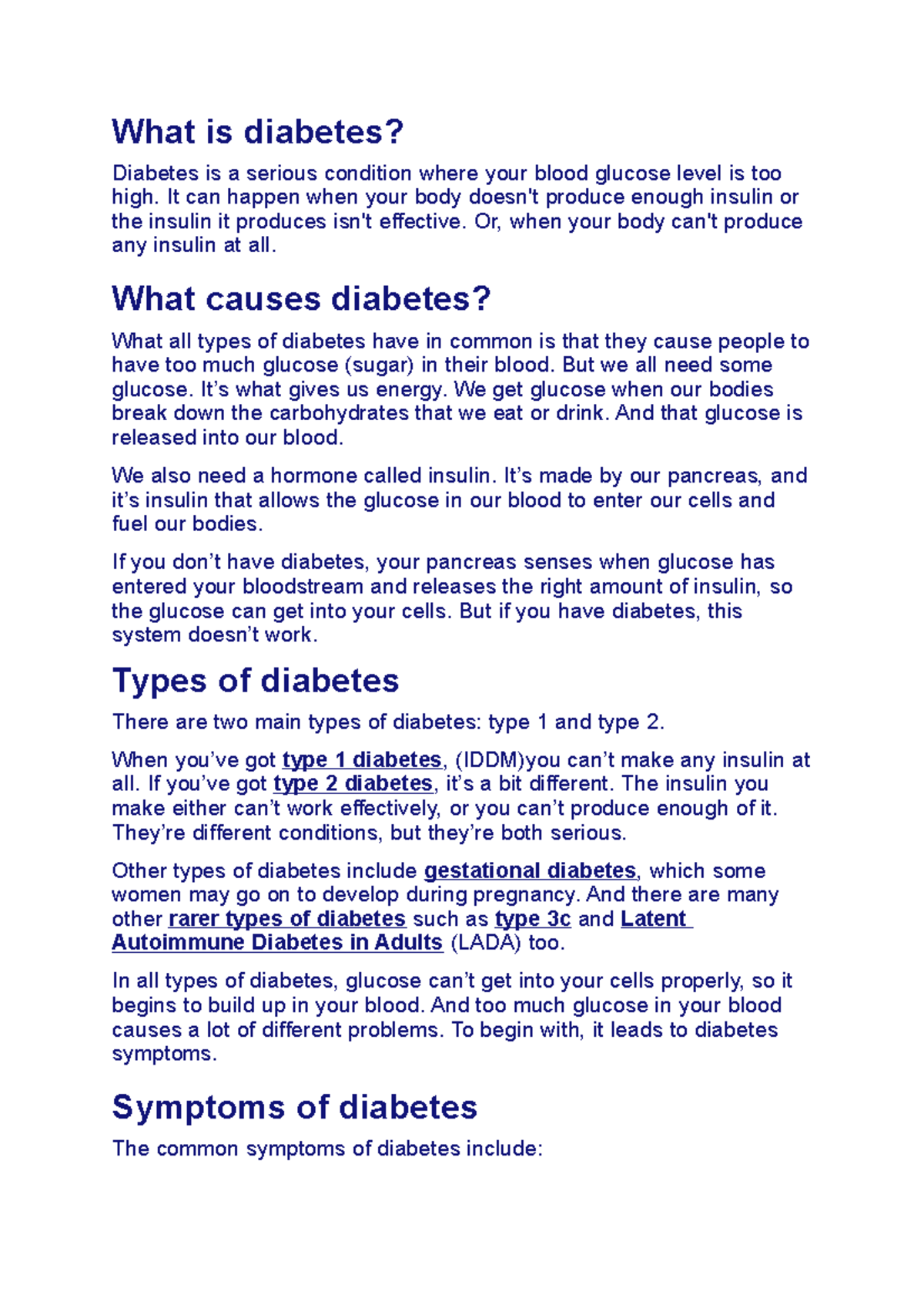 What Is Diabetes - details - What is diabetes? Diabetes is a serious ...