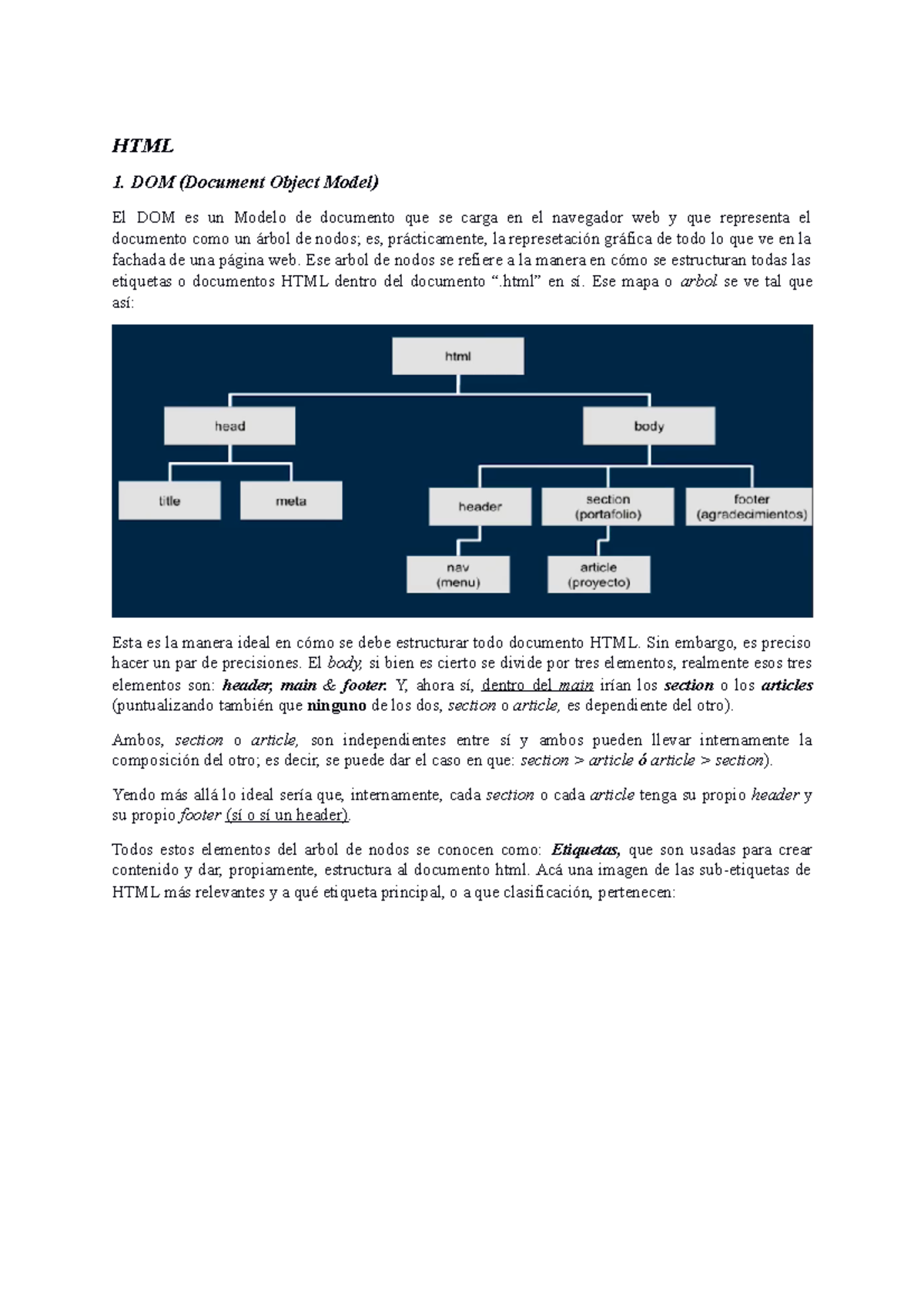 DOM & Etiquetas - Lecture notes 1 - HTML 1. DOM (Document Object Model ...