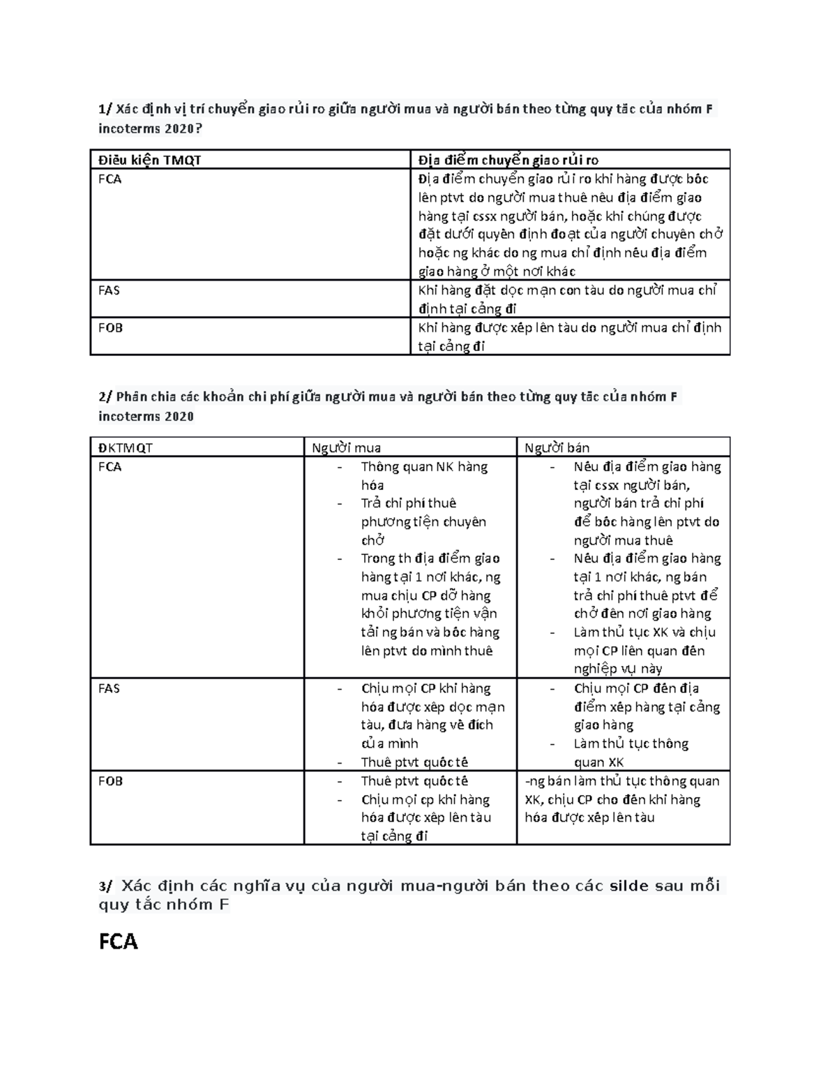 BT tuần 4 - bài tập - 1/ Xác đ nh v trí chuyị ị ển giao r ủi ro gi ữa ng ười mua và ng ười bán ...