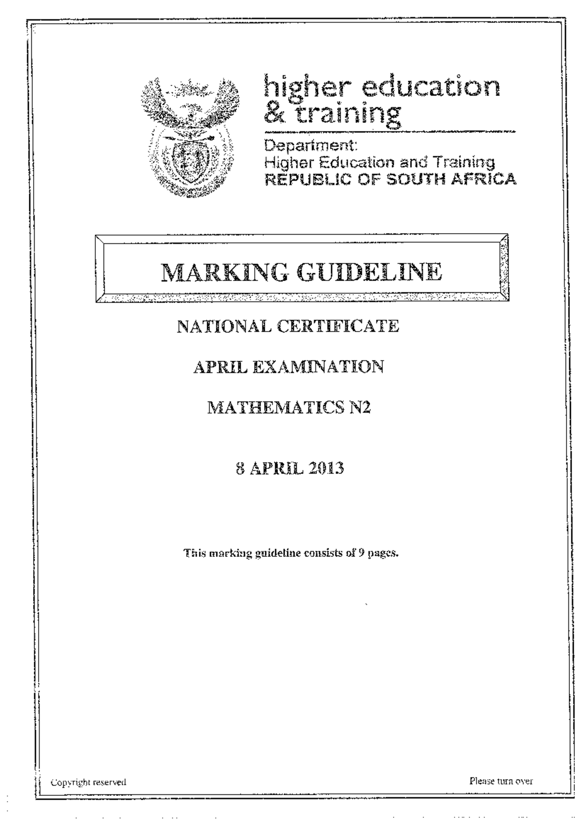 N2 Mathematics April 2013 - higher education training Department ...