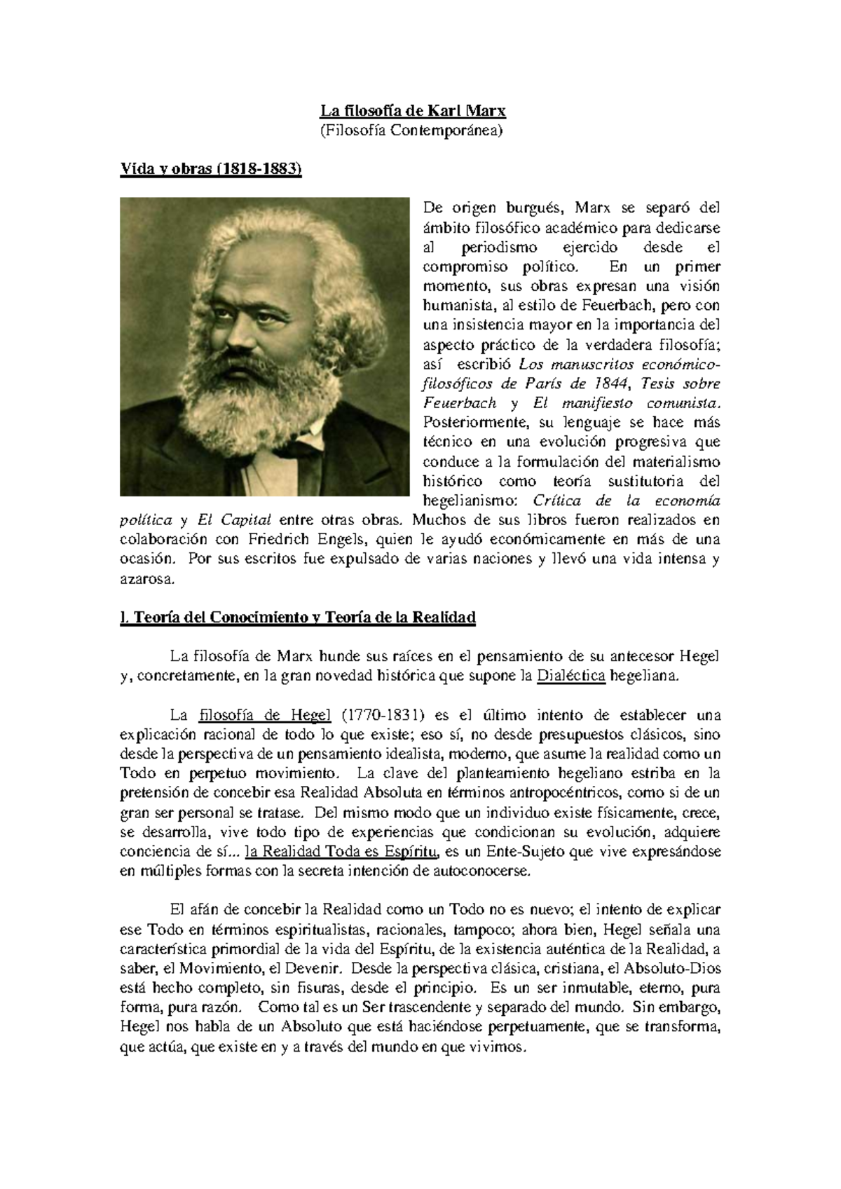 Marx (apuntes alumnos) - La filosofía de Karl Marx (Filosofía ...