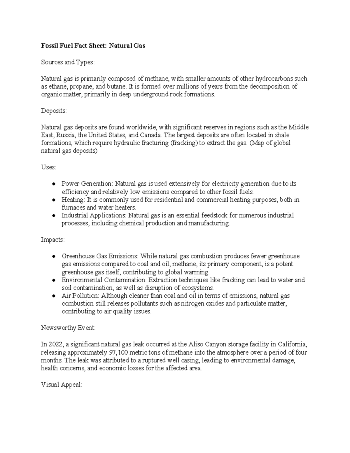 Fossil Fuel Fact Sheet - homework - Fossil Fuel Fact Sheet: Natural Gas ...