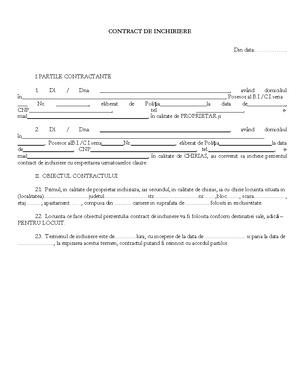 Conventie de reziliere a contractului de inchiriere a locuintei ...