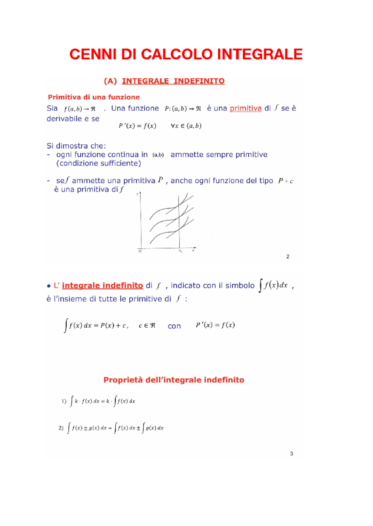 FORMULE Cenni DI Calcolo Integrale - Matematica generale - CENNI DI ...