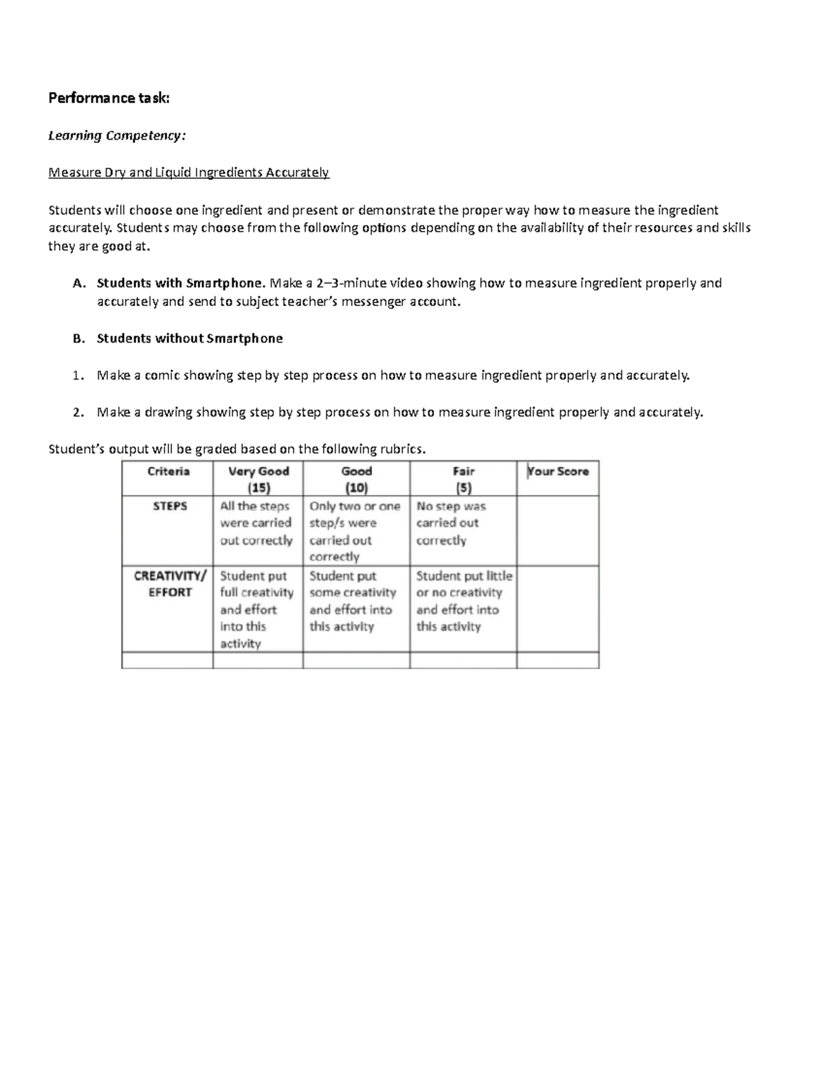 PETA 2 -BPP - Assessment-performance tasks - Performance task: Learning ...