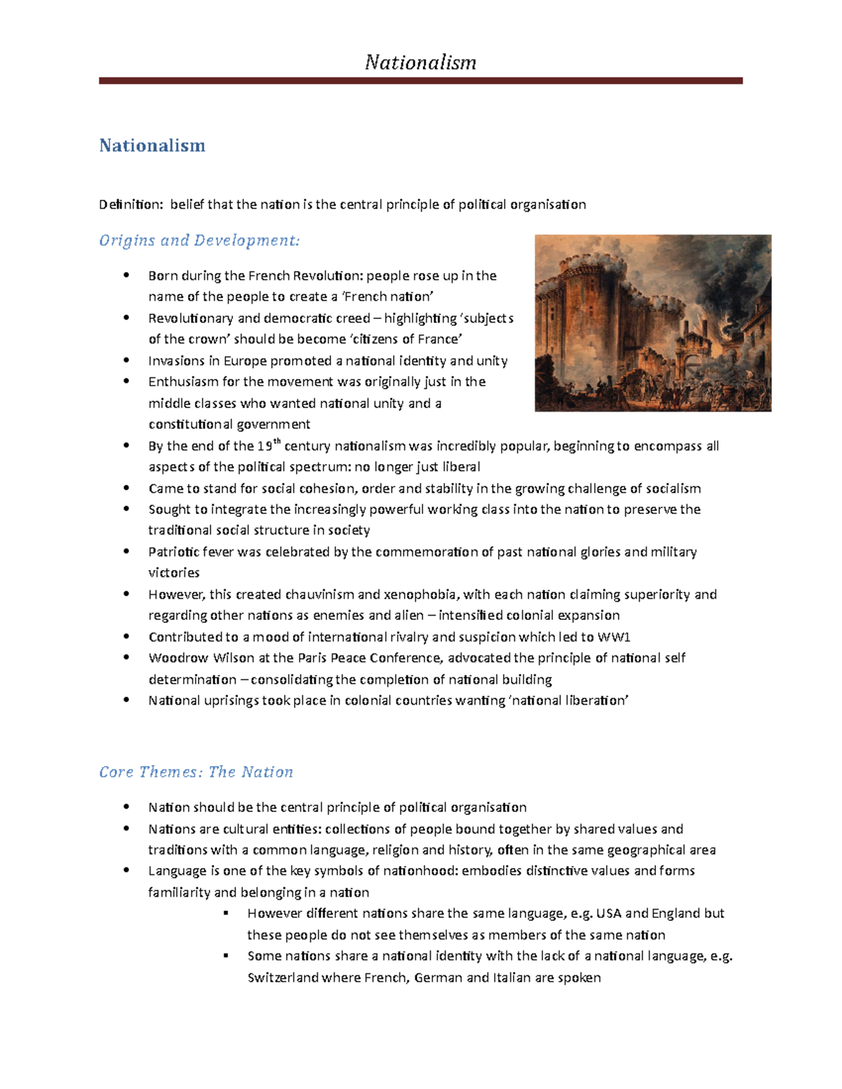 Nationalism Notes - Nationalism Definition: belief that the nation is ...