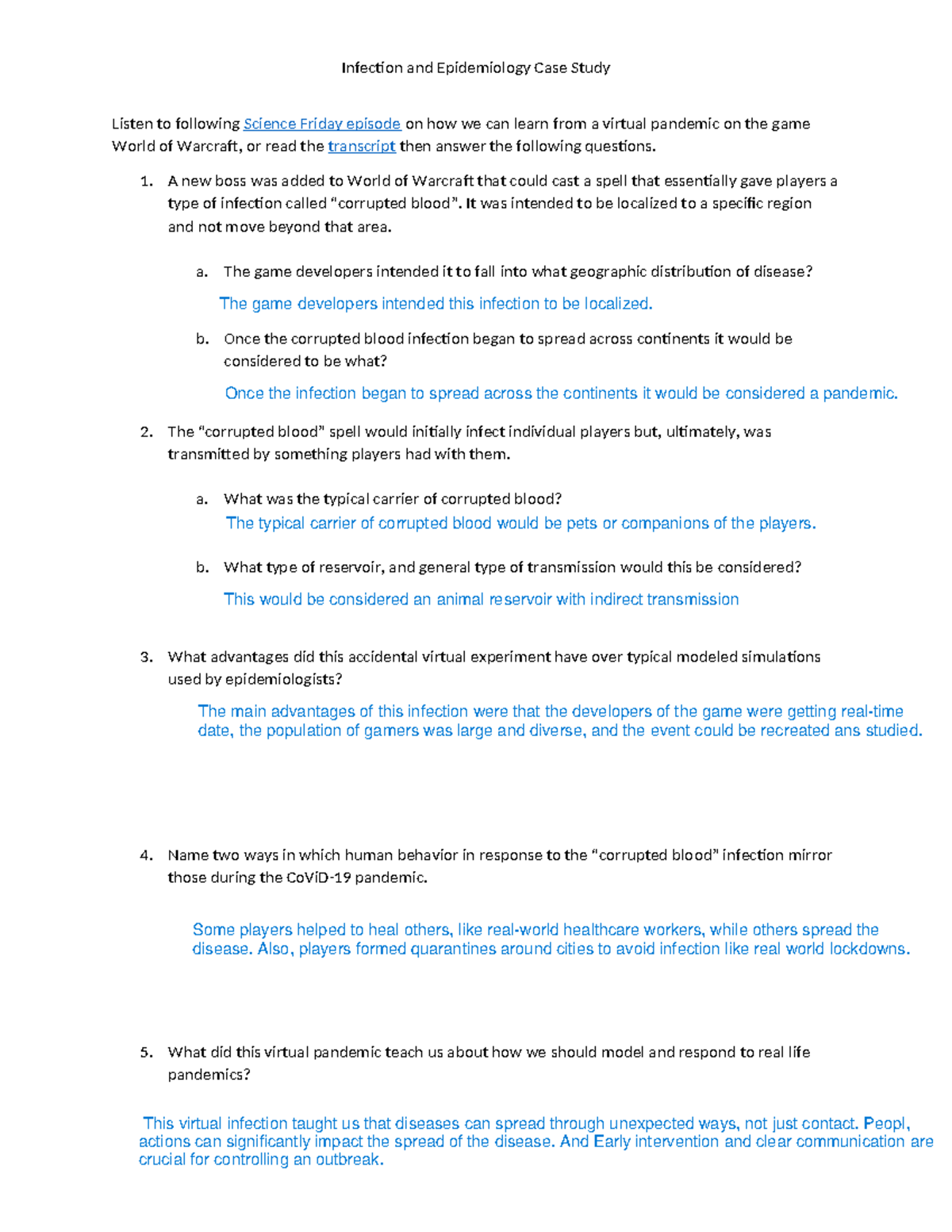 Infection and Epidemiology Case Study pdf - Infection and Epidemiology ...