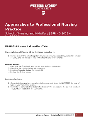 Module 6 Student Tutorial Guide 2023 - Module 6 Week 6 Person Centred ...