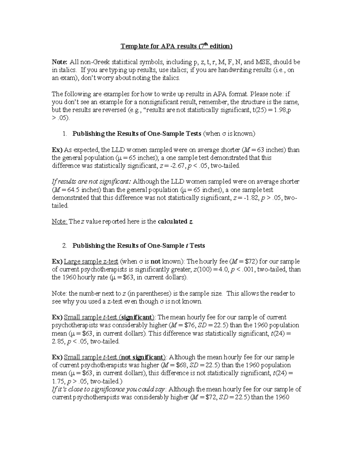 APA template 2 - dssd - Template for APA results (7th edition) Note ...