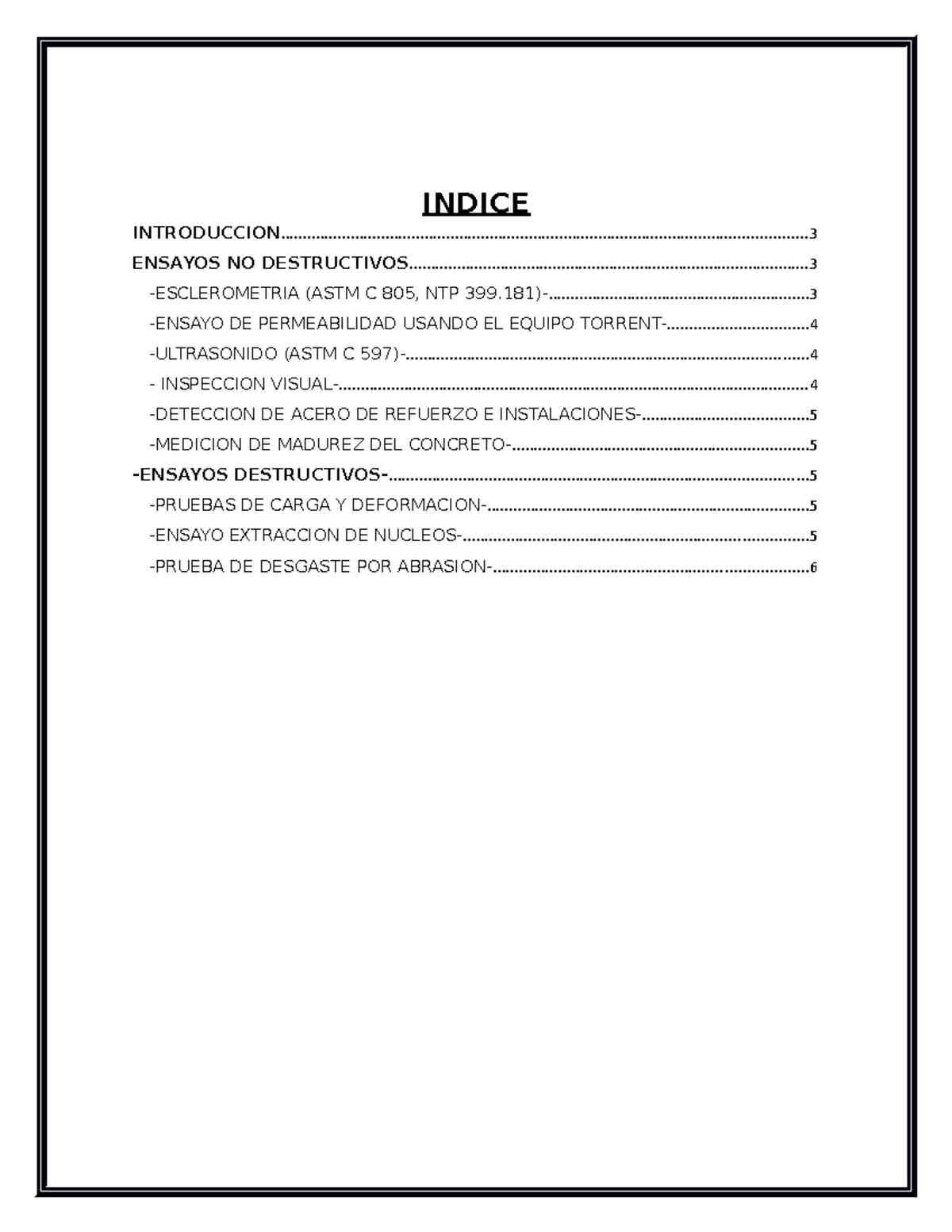 Ensayos destructivos y no destructivos en concreto endurecido - INDICE ...