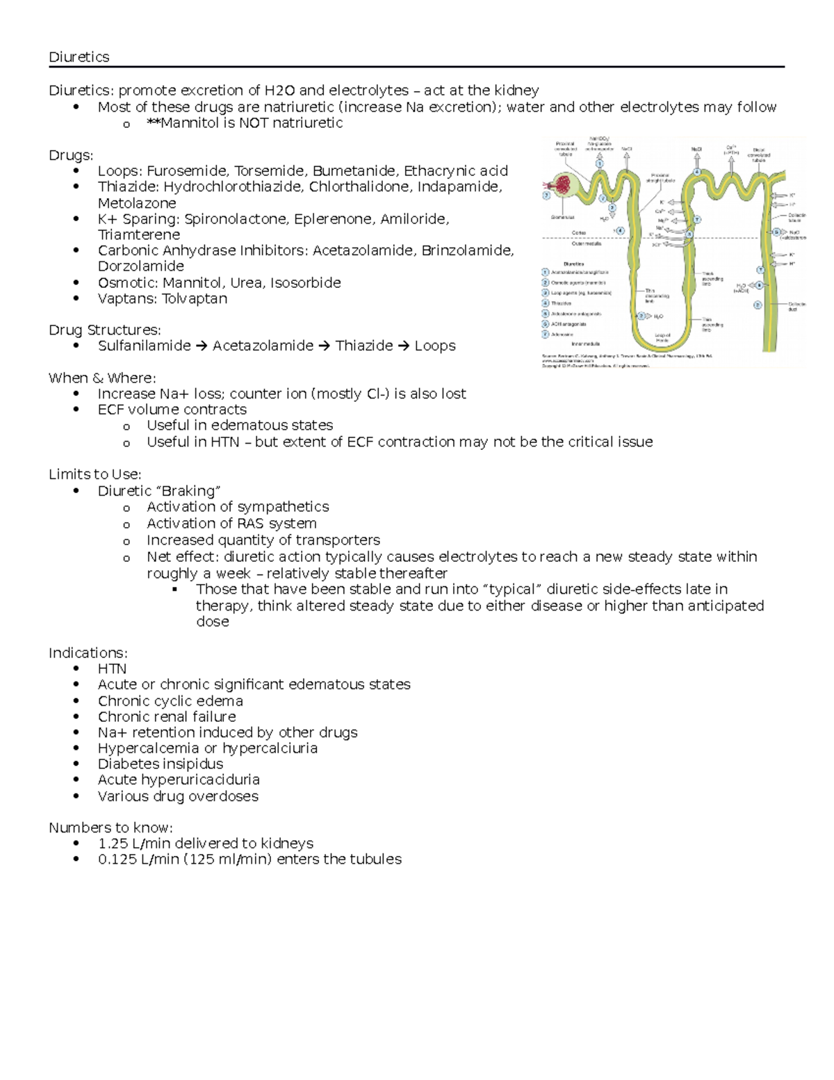 DSA01-Diuretics - Lecture notes 14 - Diuretics Diuretics: promote ...