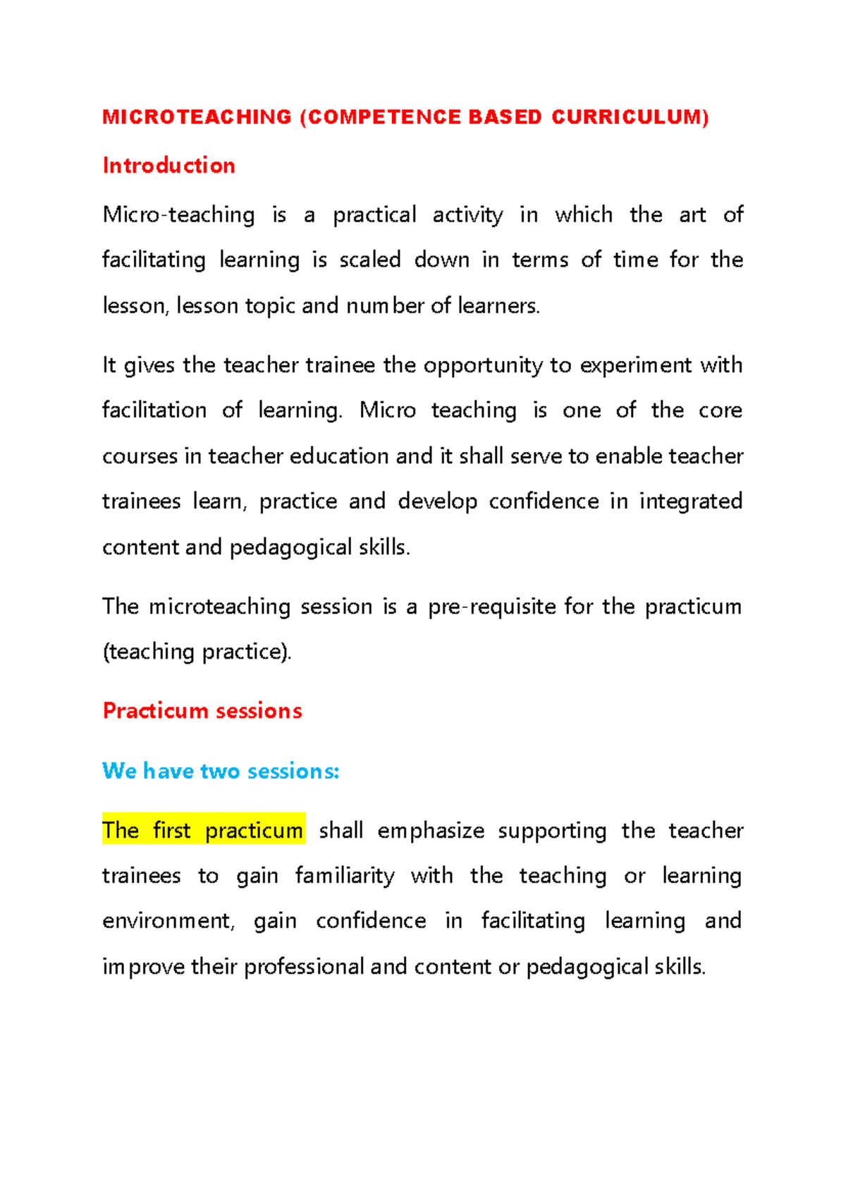 Lecture 1 Micro- Teaching - MICROTEACHING (COMPETENCE BASED CURRICULUM ...