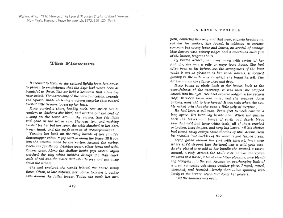 Walker flowers - EDUC 4101 - Studocu