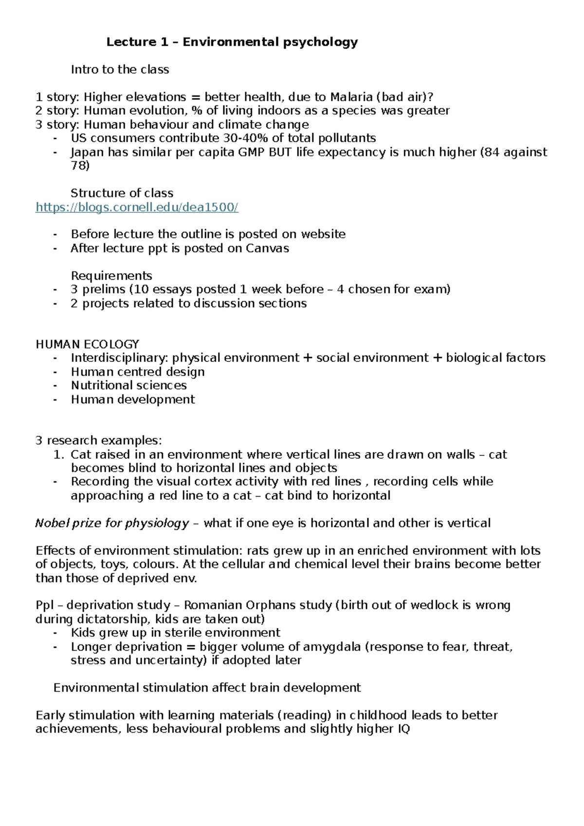 1. Env Psych - Lecture notes - Lecture 1 – Environmental psychology ... 1. Env Psych - Lecture notes - Lecture 1 – Environmental psychology ...