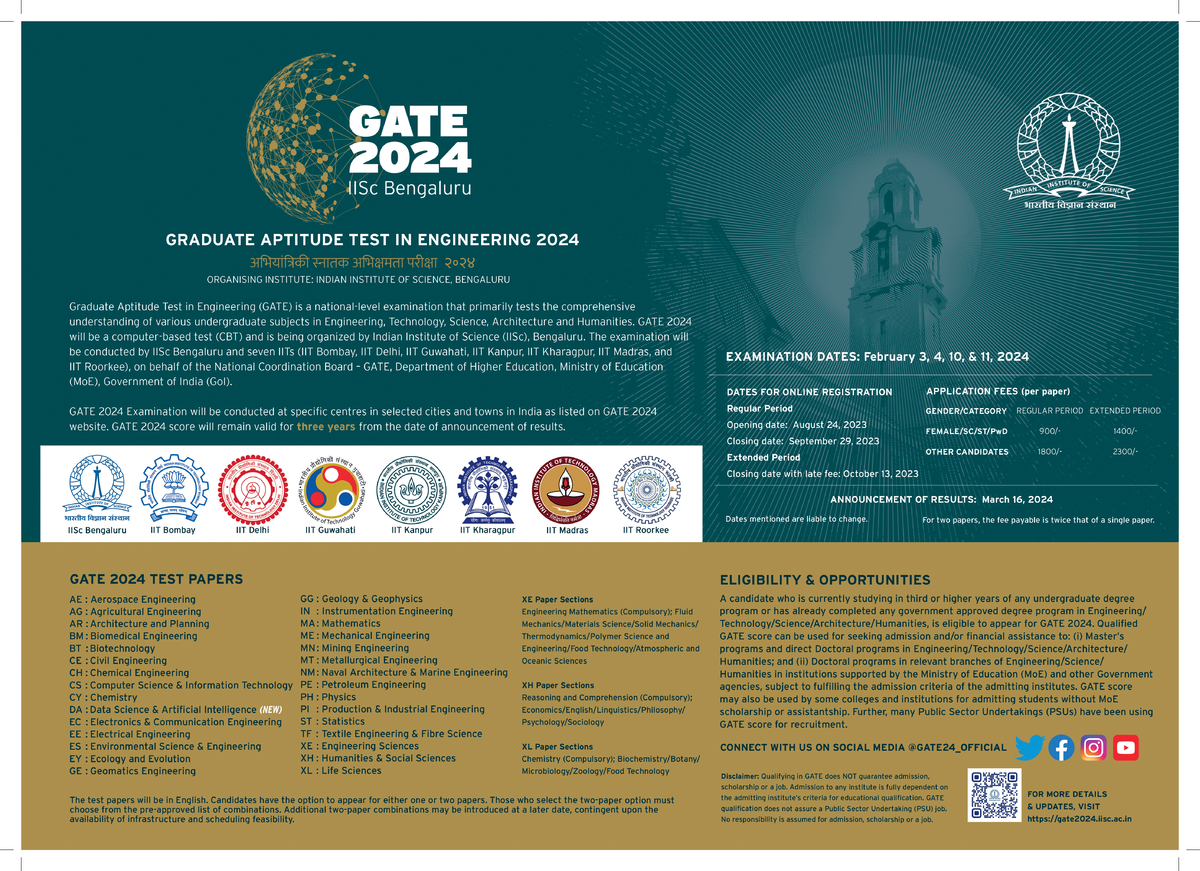 GATE 2024 Poster - B.Tech CSE (2nd Year) - Studocu