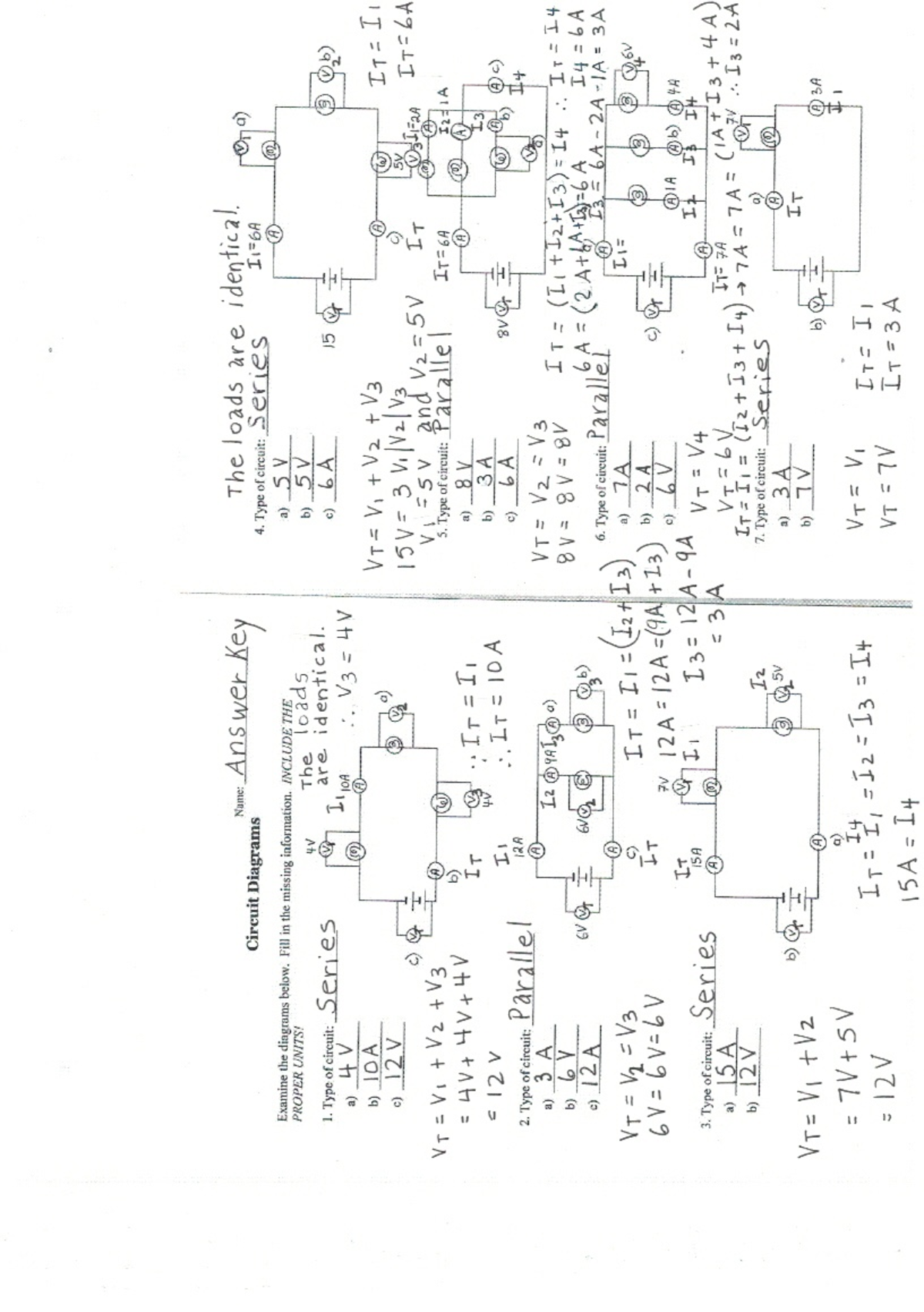 SNC 1D - Circuit Diagrams Worksheet II - Answer Key - Studocu