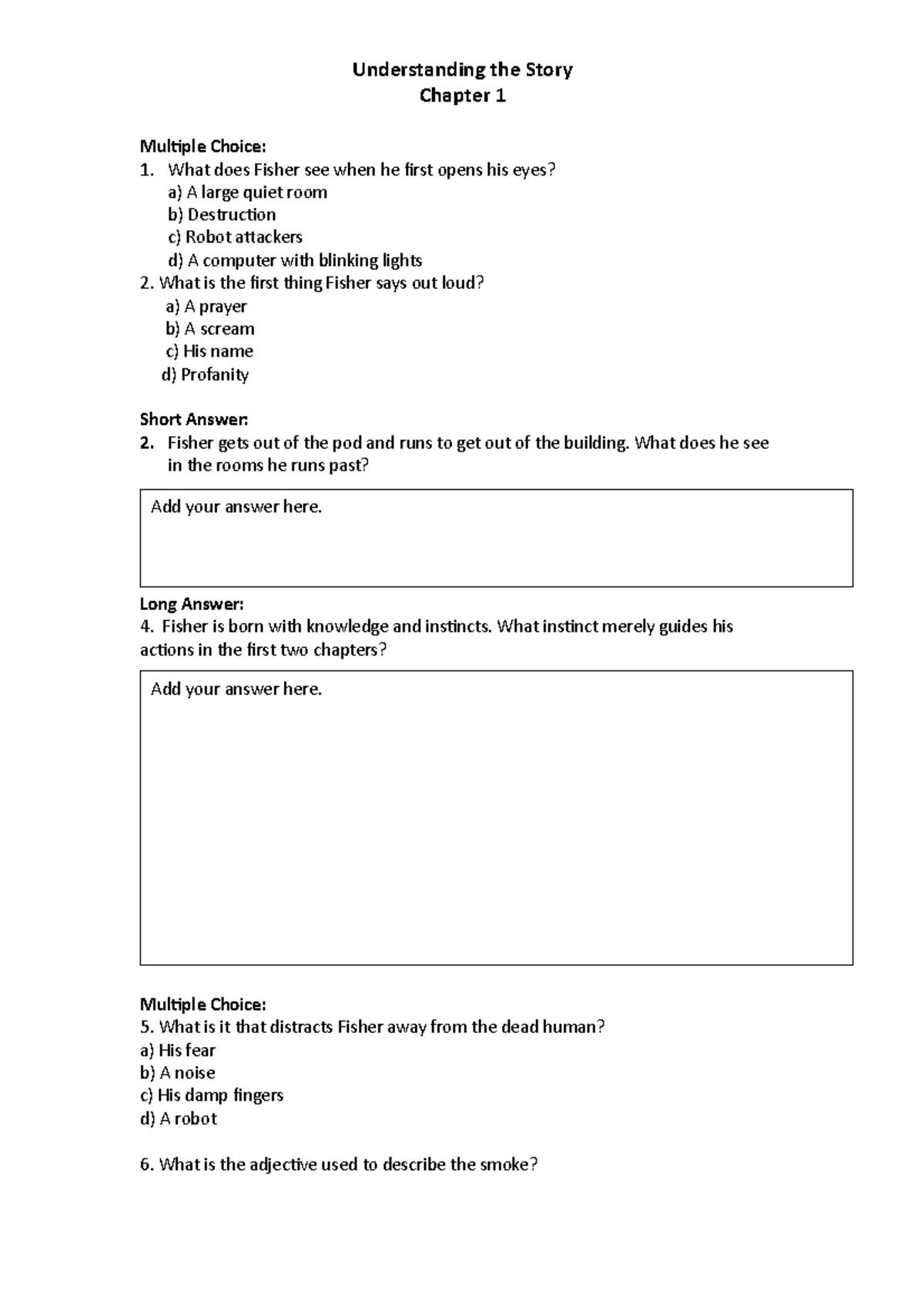 Boy at the End of the World Comprehension - Understanding the Story ...