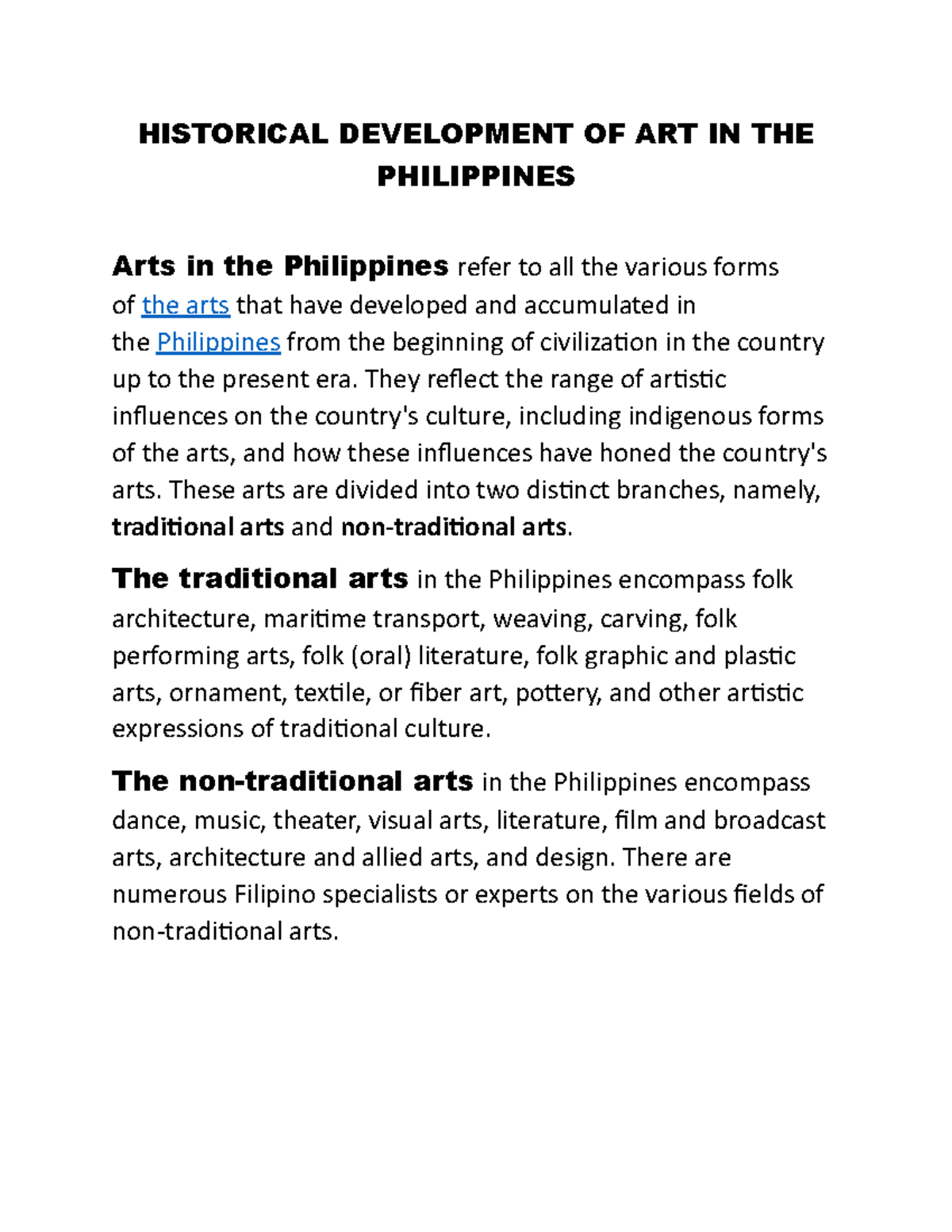 Historical Development OF ART IN THE Philippines - HISTORICAL ...