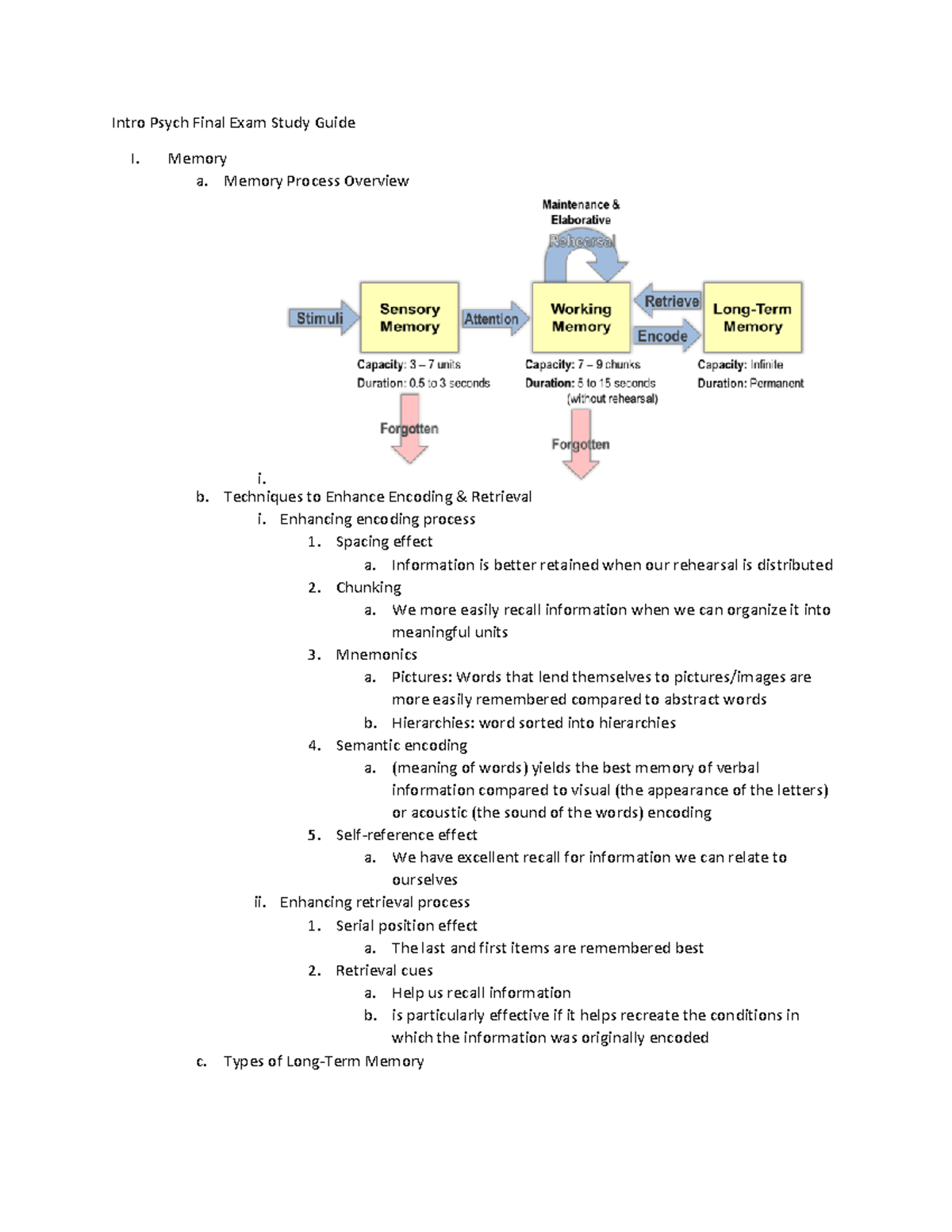 Psychology Final Exam study guide - Intro Psych Final Exam Study Guide ...