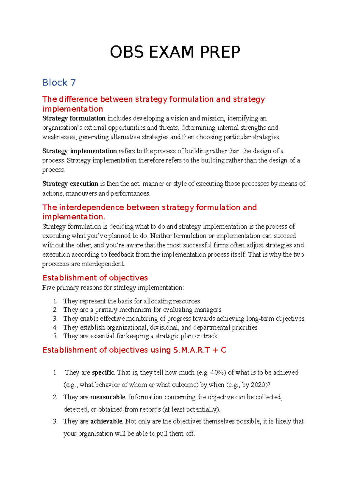 OBS Exam prep Block 7 - OBS EXAM PREP Block 7 The difference between ...