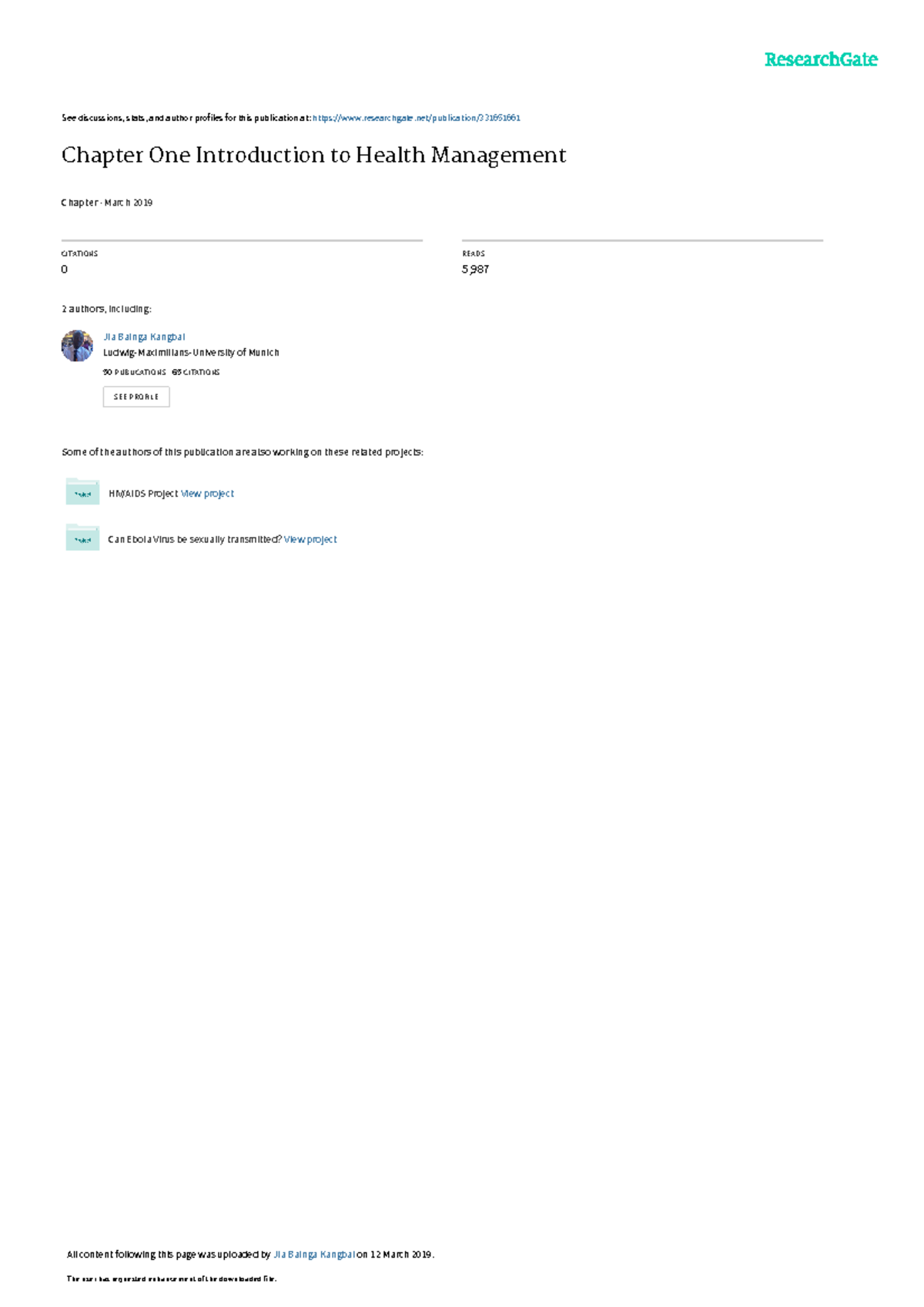 Chapter One on health management - Primary health care - Studocu