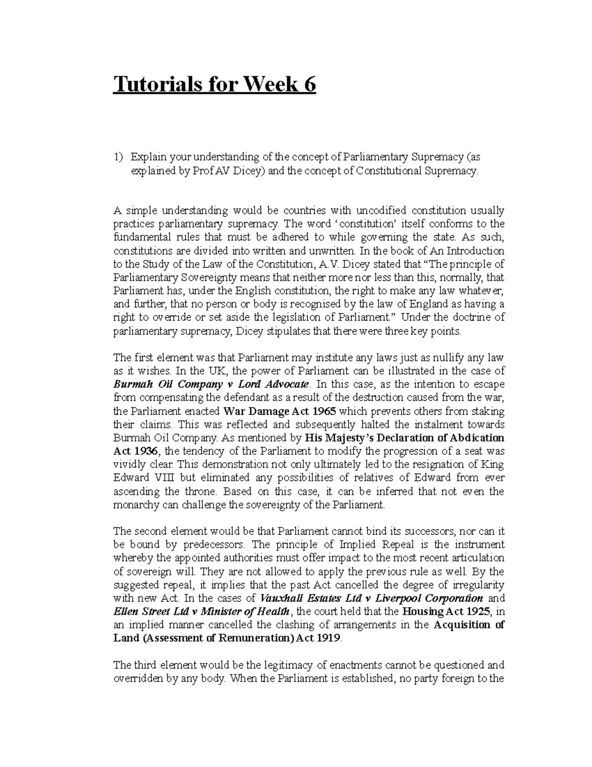 The Fifth One, Discussed by Mr G - Tutorials for Week 6 Explain your ...