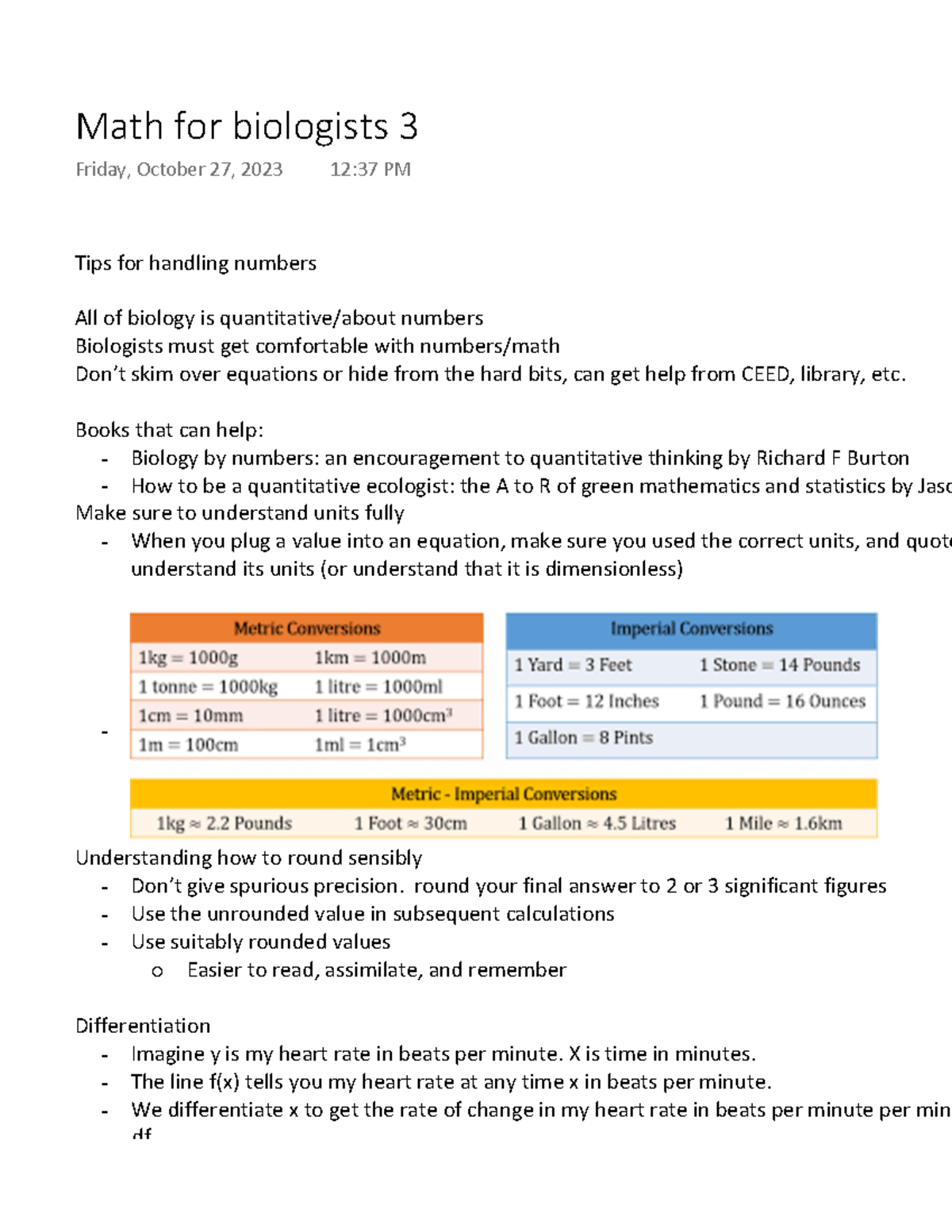 Math for biologists 3 - week 8 - Tips for handling numbers All of ...