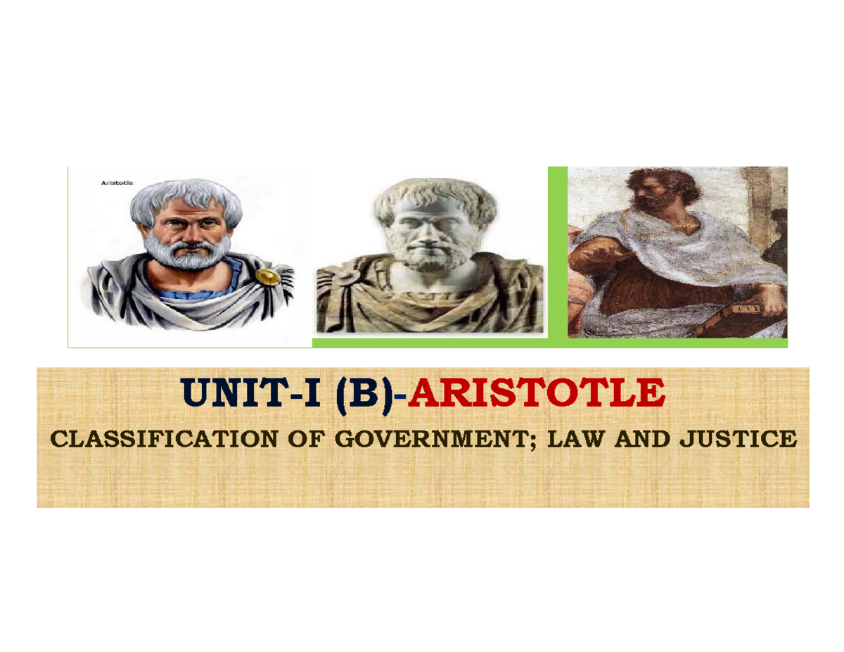 99996566 - Nothing - UNIT-I (B)-ARISTOTLE CLASSIFICATION OF GOVERNMENT ...